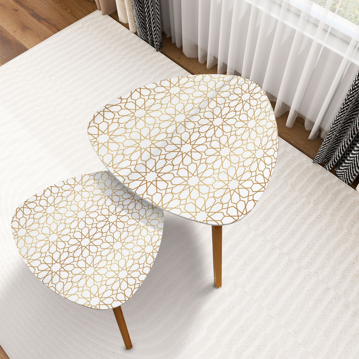 Triangle Nesting Coffee Table Set of 2 Arabesque golden seamless ...