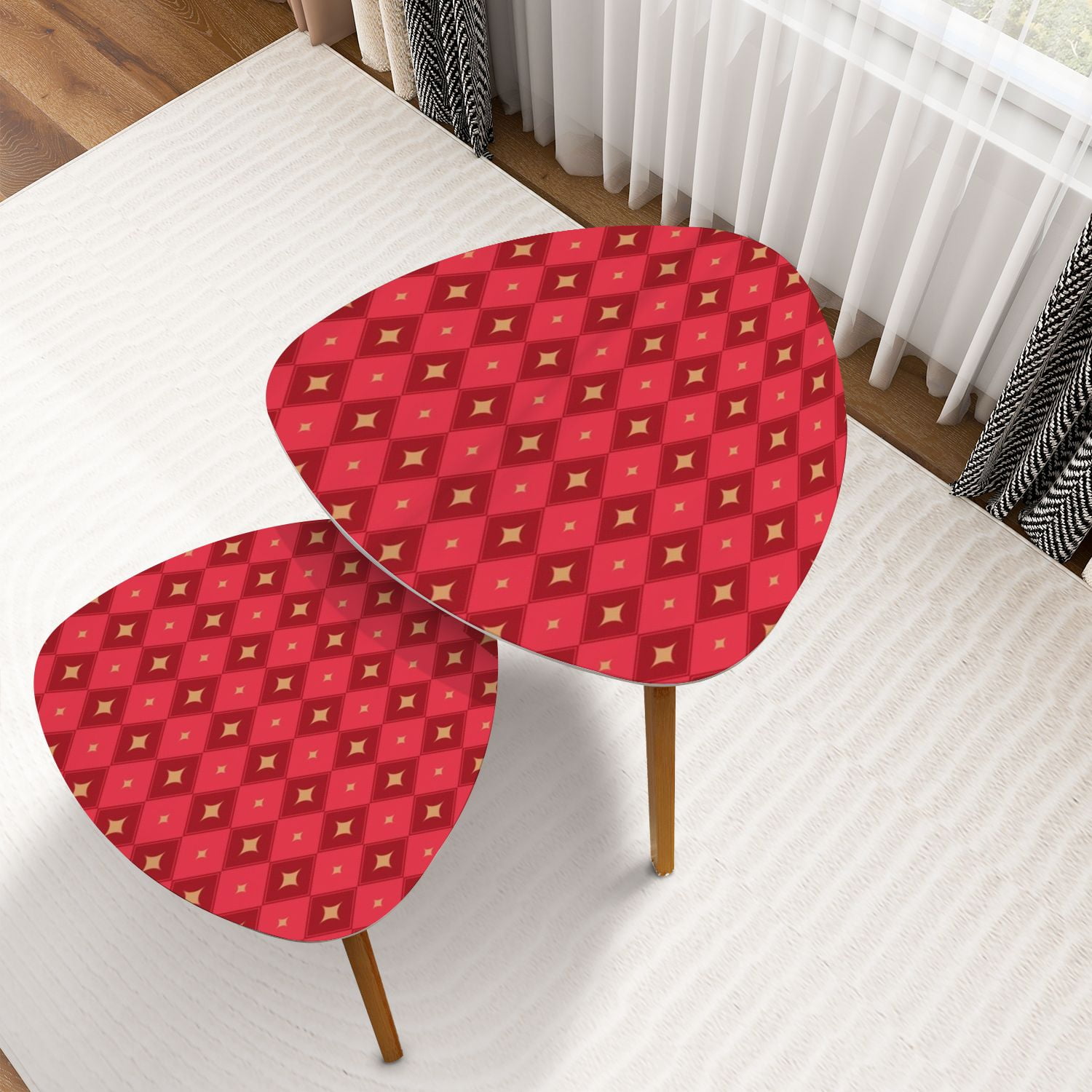 Triangle Nesting Coffee Table Set of 2 Argyle plaid Christmas pattern ...
