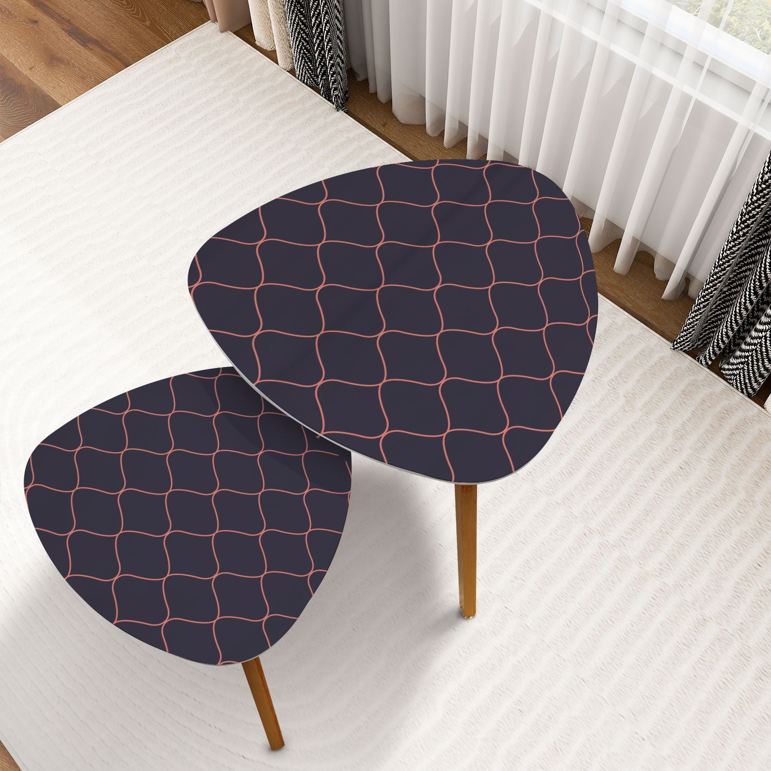 Triangle Nesting Coffee Table Set of 2 Art Deco Seamless Geometric ...