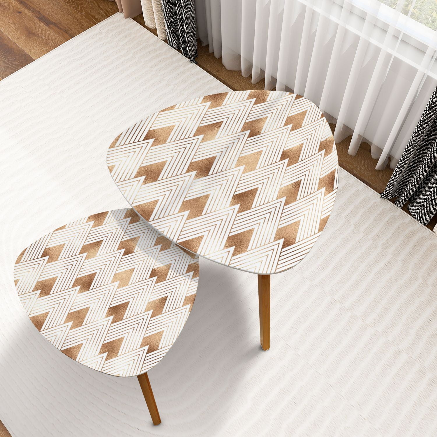 Triangle Nesting Coffee Table Set of 2 Art deco seamless pattern gold ...