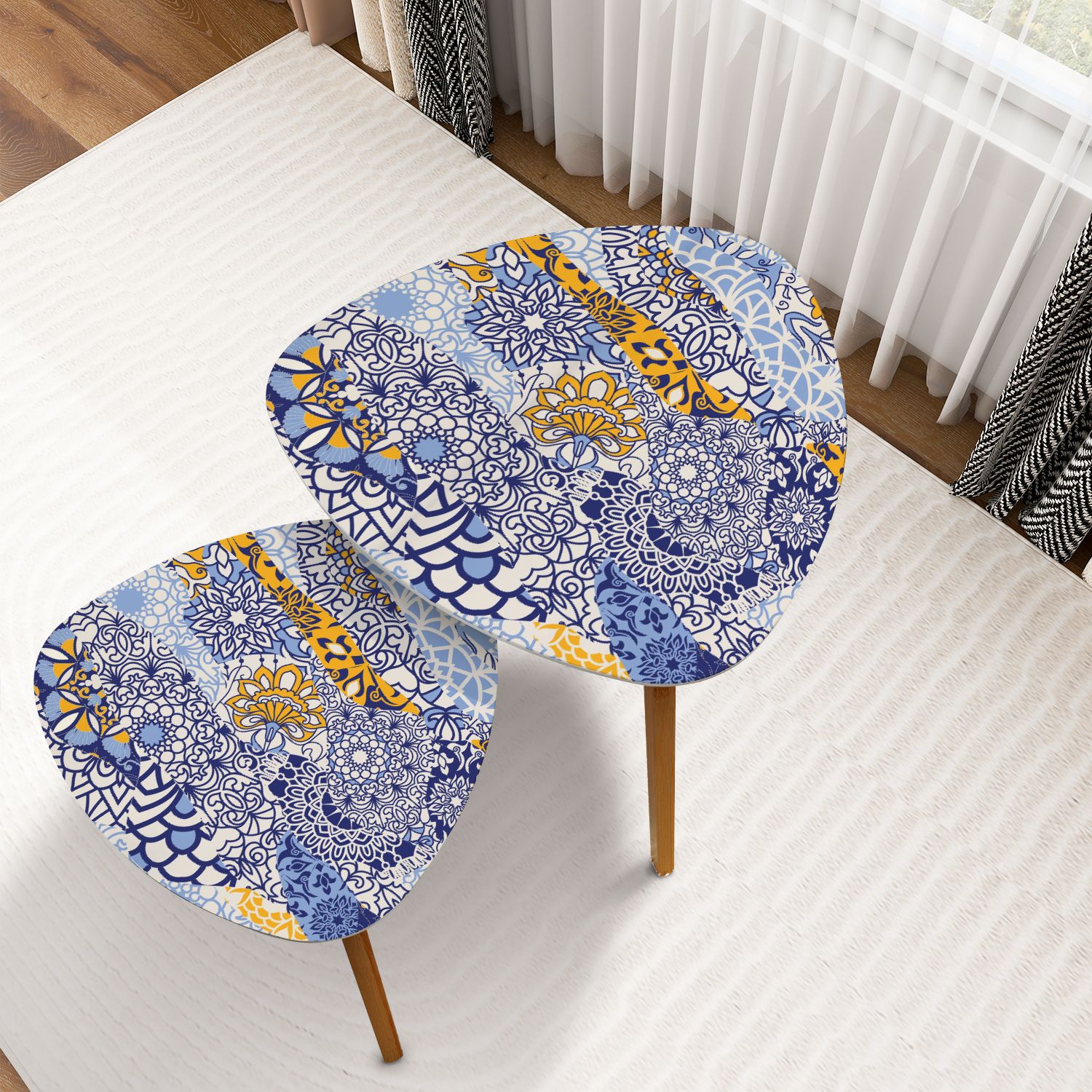 Triangle Nesting Coffee Table Set of 2 Azulejos tiles patchwork ...