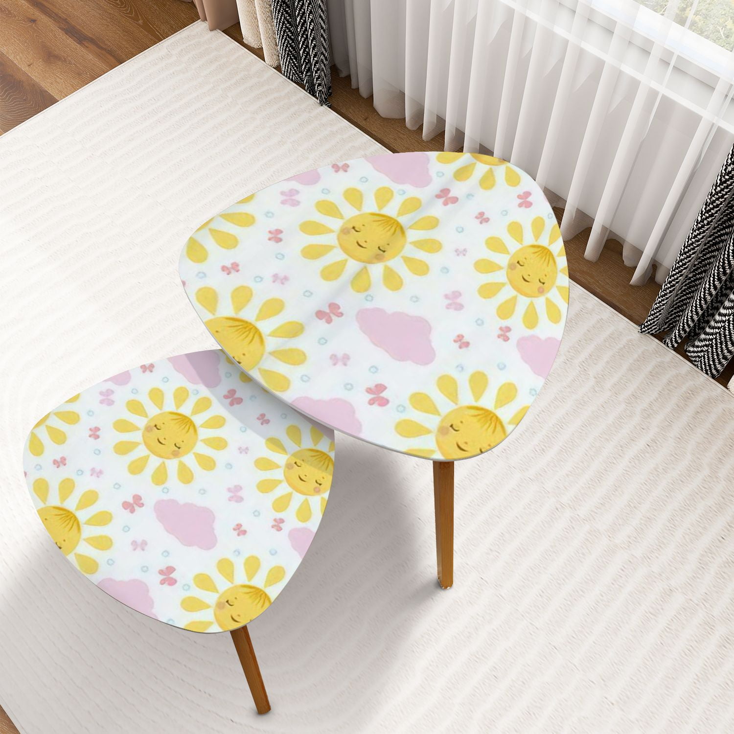 Triangle Nesting Coffee Table Set of 2 Baby seamless cartoon cute sun ...