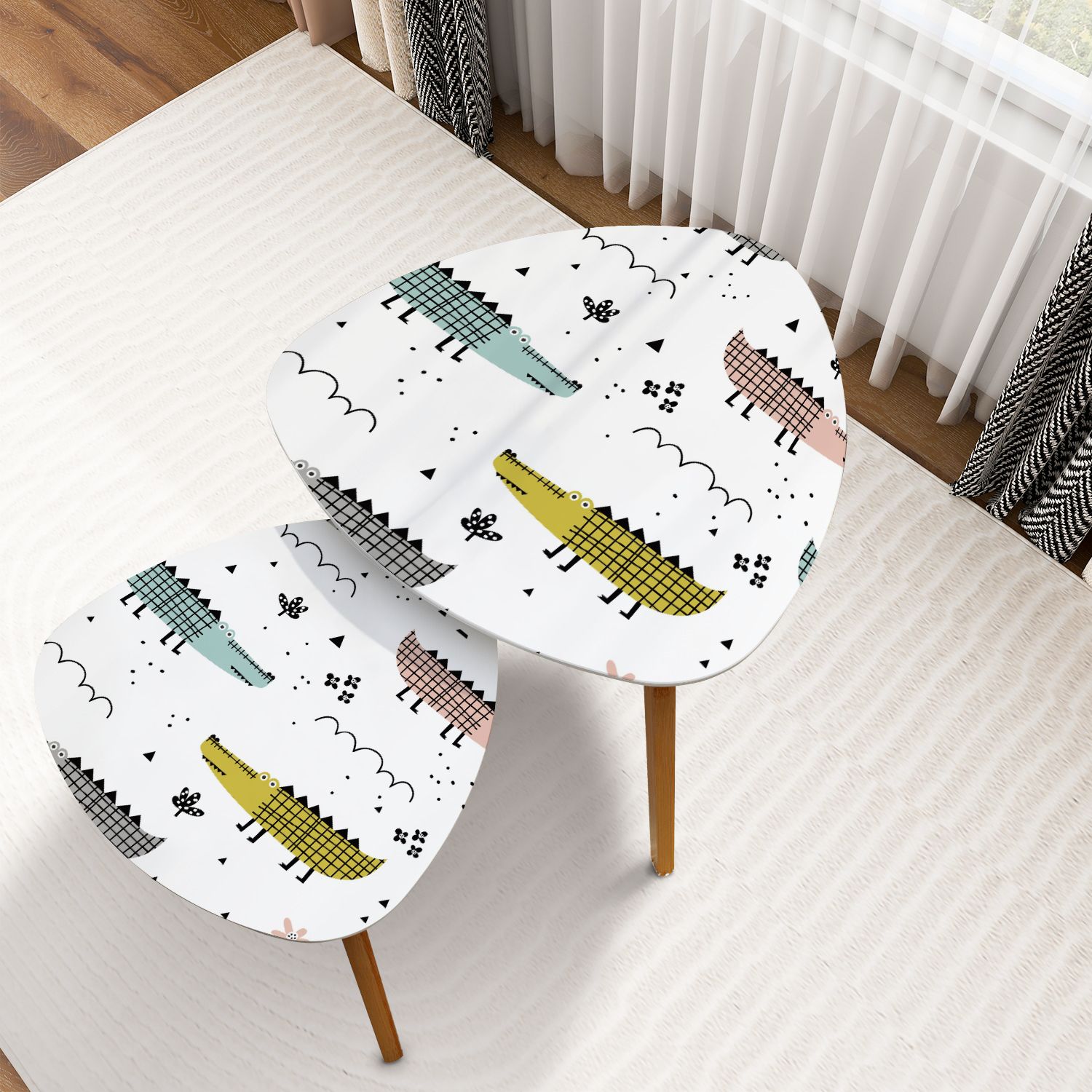 Triangle Nesting Coffee Table Set of 2 Baby seamless pattern cute ...