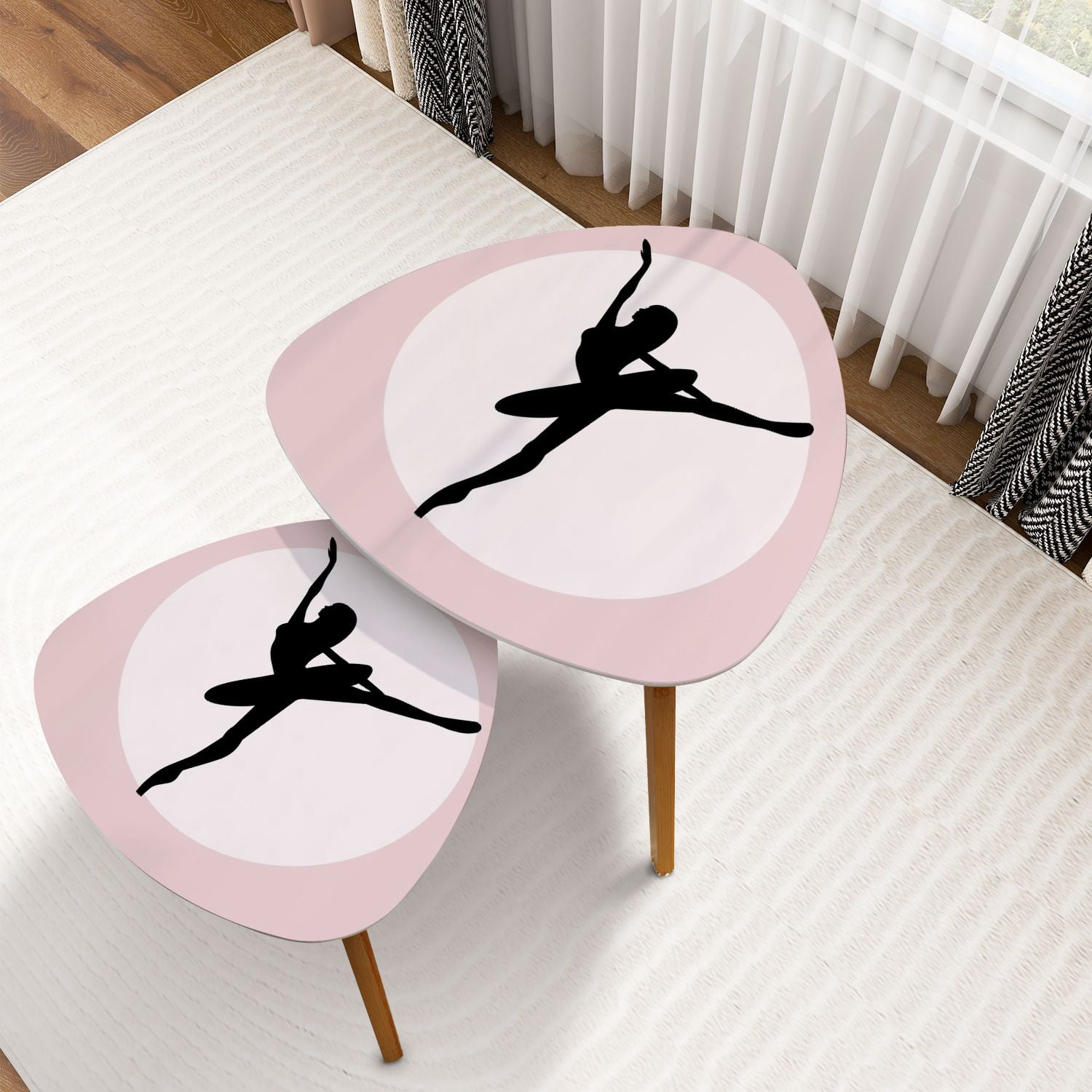 Triangle Nesting Coffee Table Set of 2 Ballet dancer silhouette ...