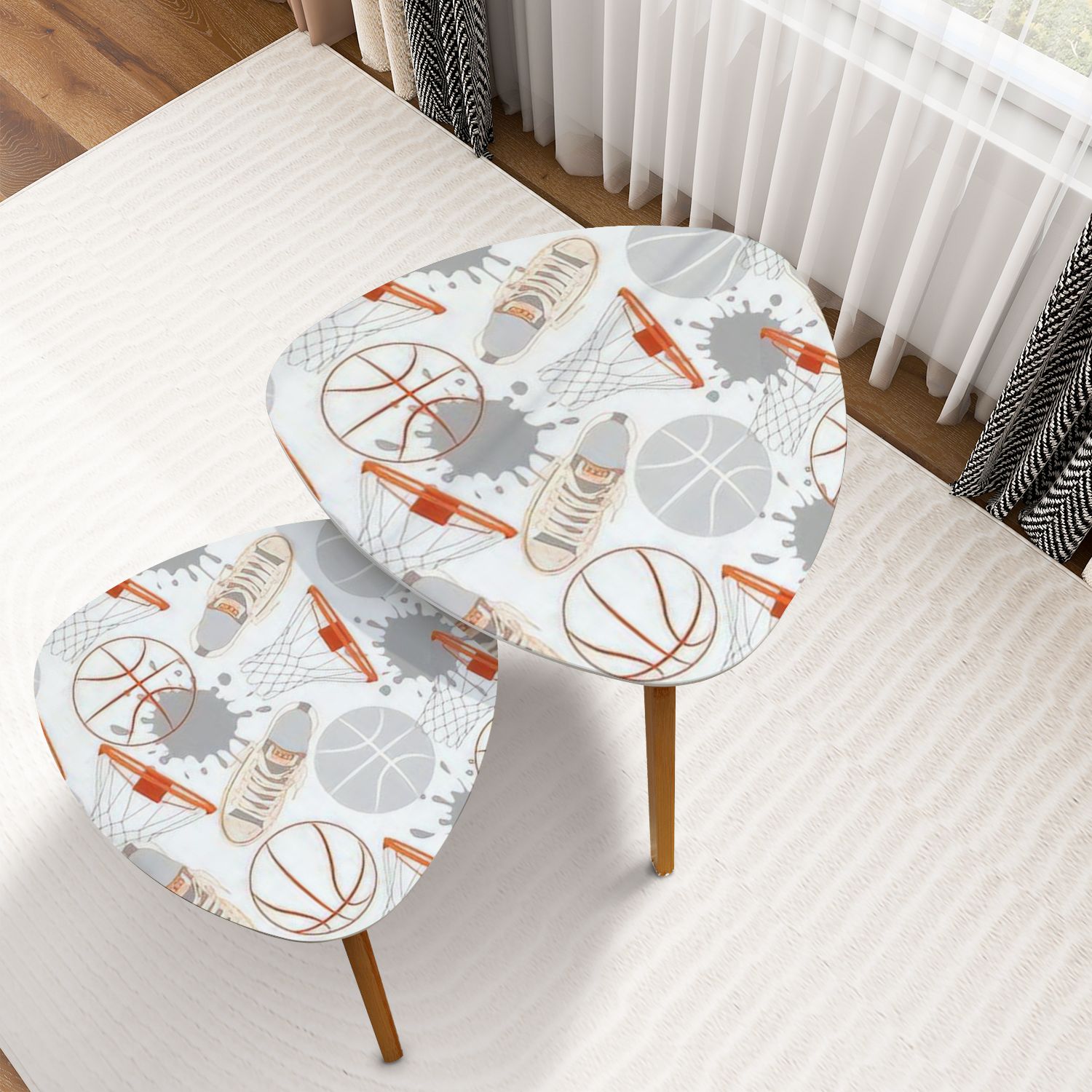 Triangle Nesting Coffee Table Set of 2 Basketball Seamless Balls ...