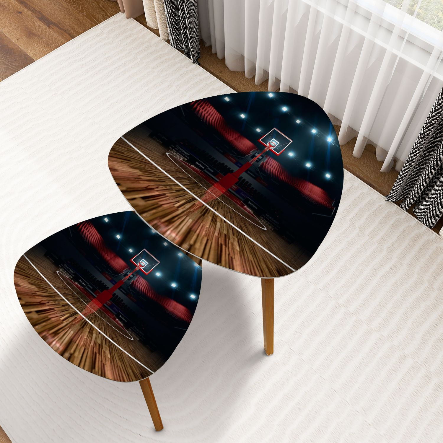 Triangle Nesting Coffee Table Set of 2 Basketball court Sport 3d render ...