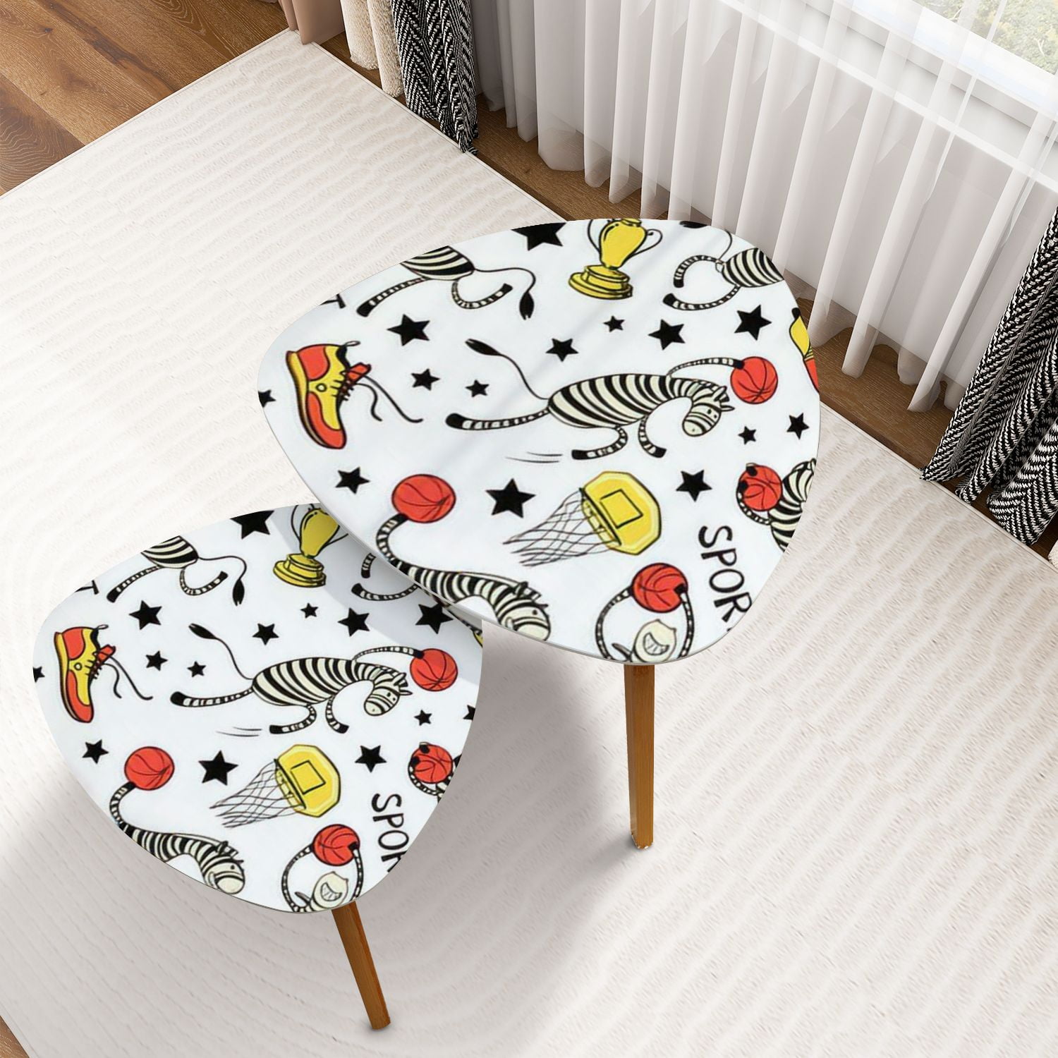 Triangle Nesting Coffee Table Set of 2 Basketball seamless pattern ...