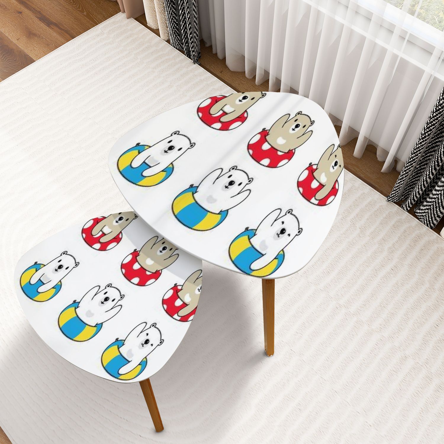 Triangle Nesting Coffee Table Set of 2 Bear polar bear swimming ring ...