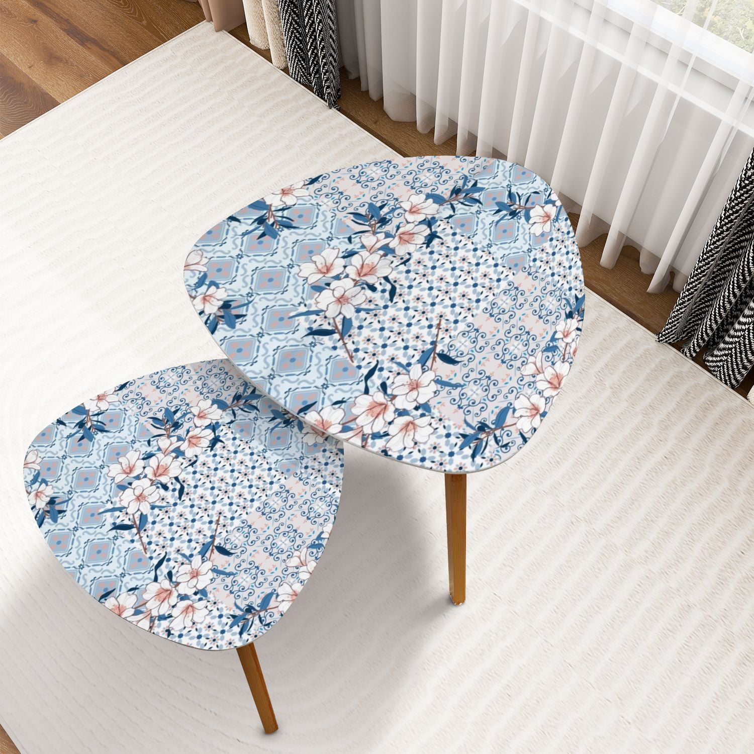 Triangle Nesting Coffee Table Set of 2 Beautiful Tiles patchwork ...