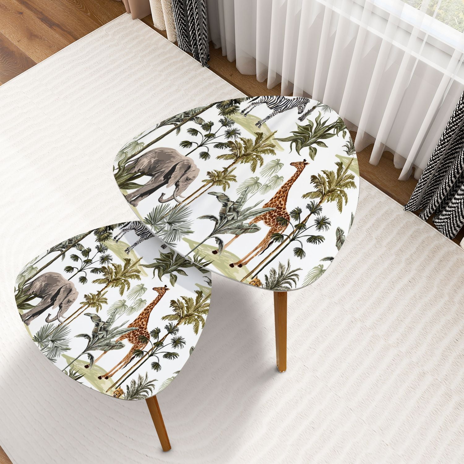 Triangle Nesting Coffee Table Set of 2 Beautiful tropical vintage ...