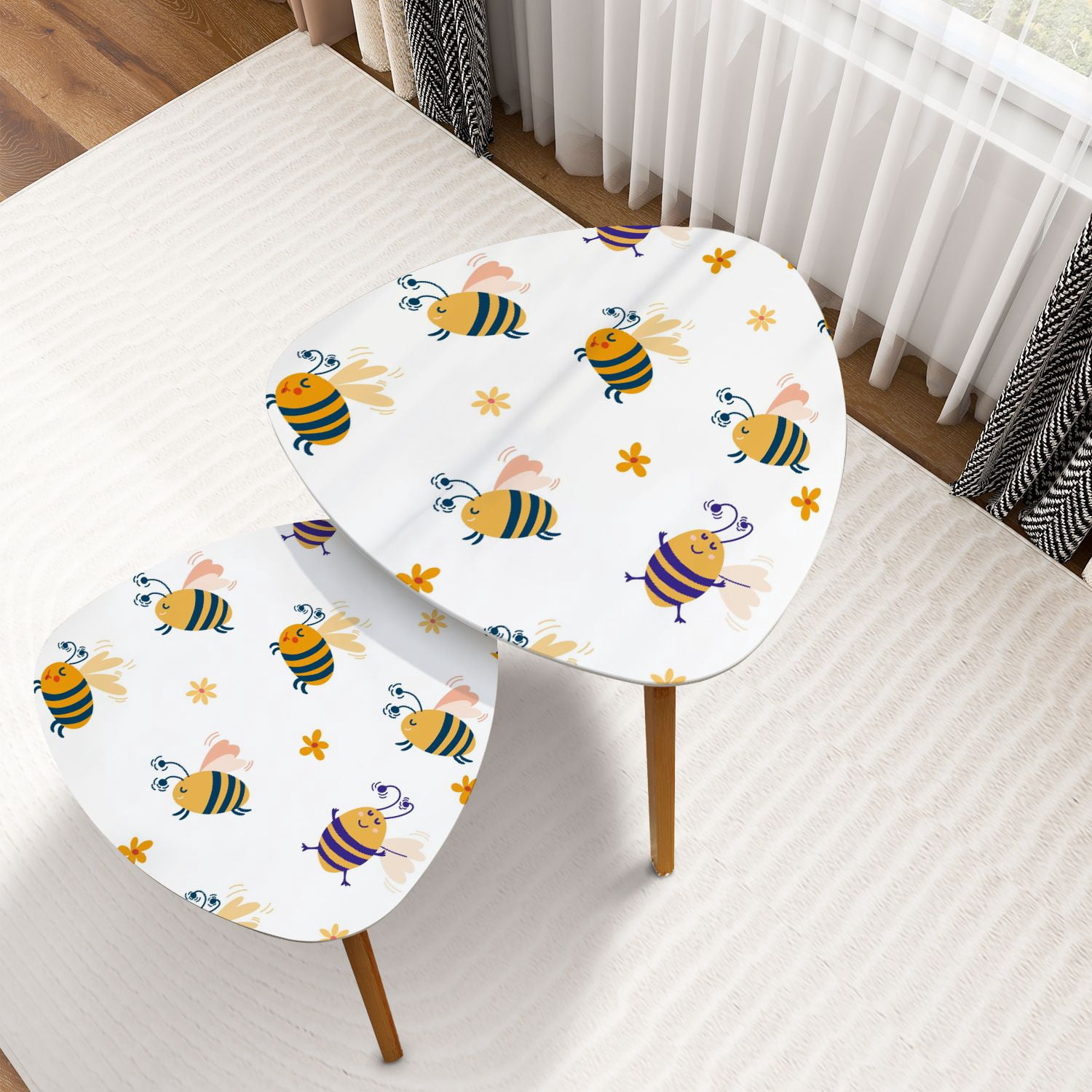 Triangle Nesting Coffee Table Set of 2 Bees seamless Cartoon Bumble ...