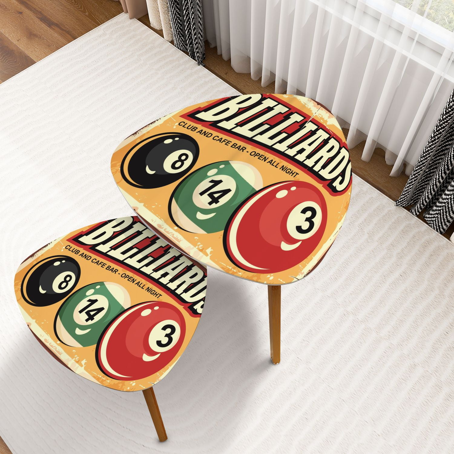 Triangle Nesting Coffee Table Set of 2 Billiard club cafe bar retro ...
