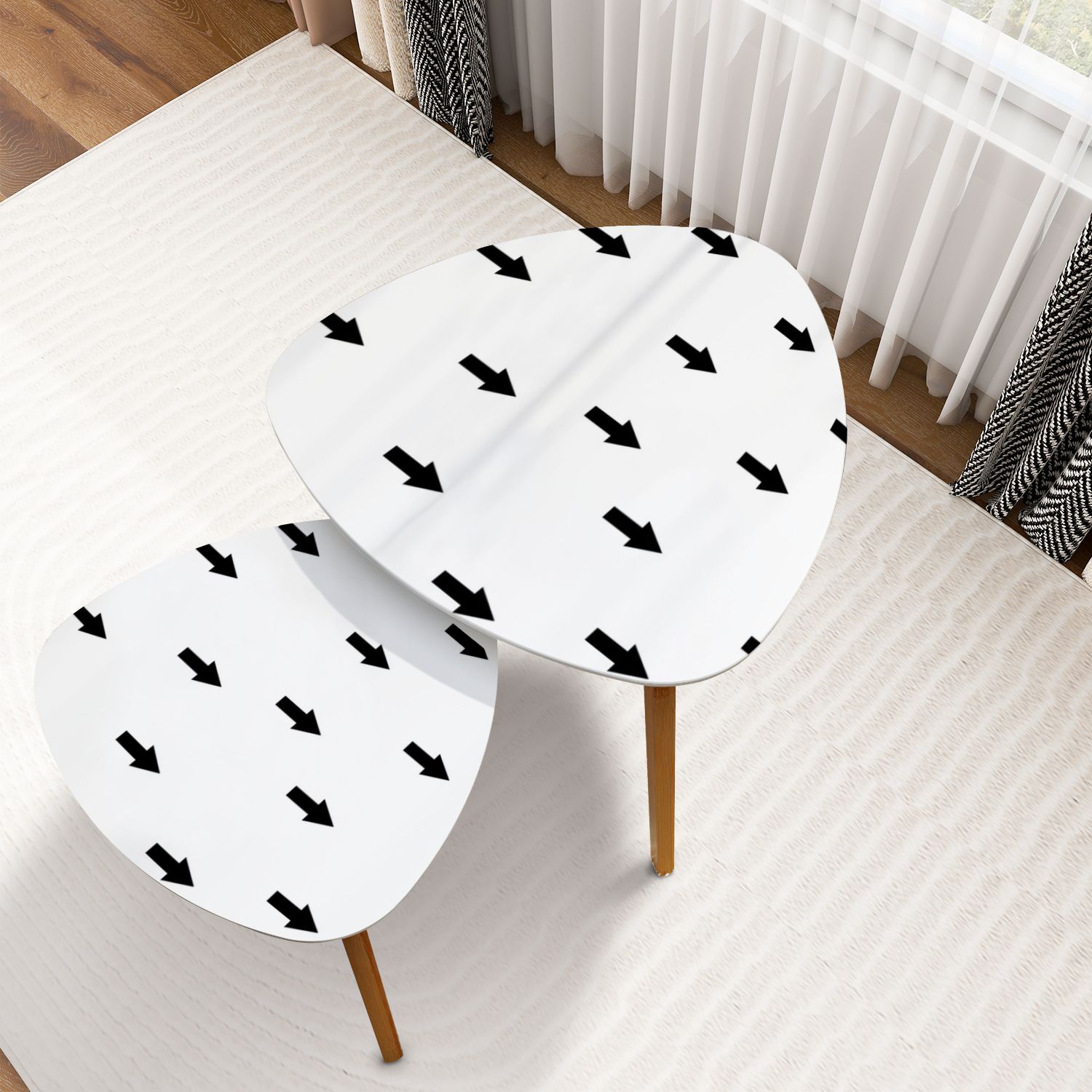 Triangle Nesting Coffee Table Set of 2 Black arrow white for pattern ...