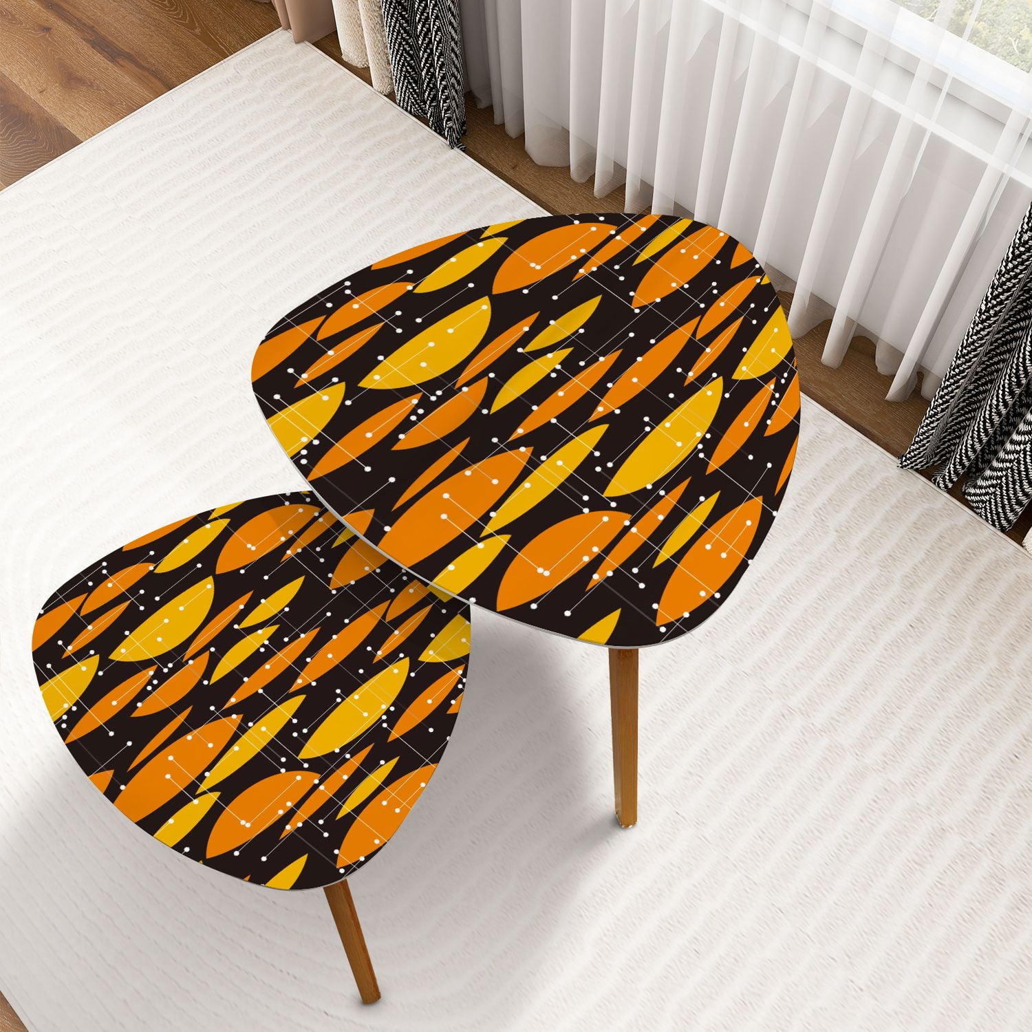 Triangle Nesting Coffee Table Set of 2 Black orange geometric atomic style seamless pattern for ...