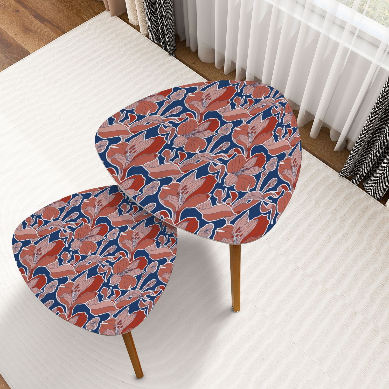 Triangle Nesting Coffee Table Set of 2 Blue terracotta floral seamless ...