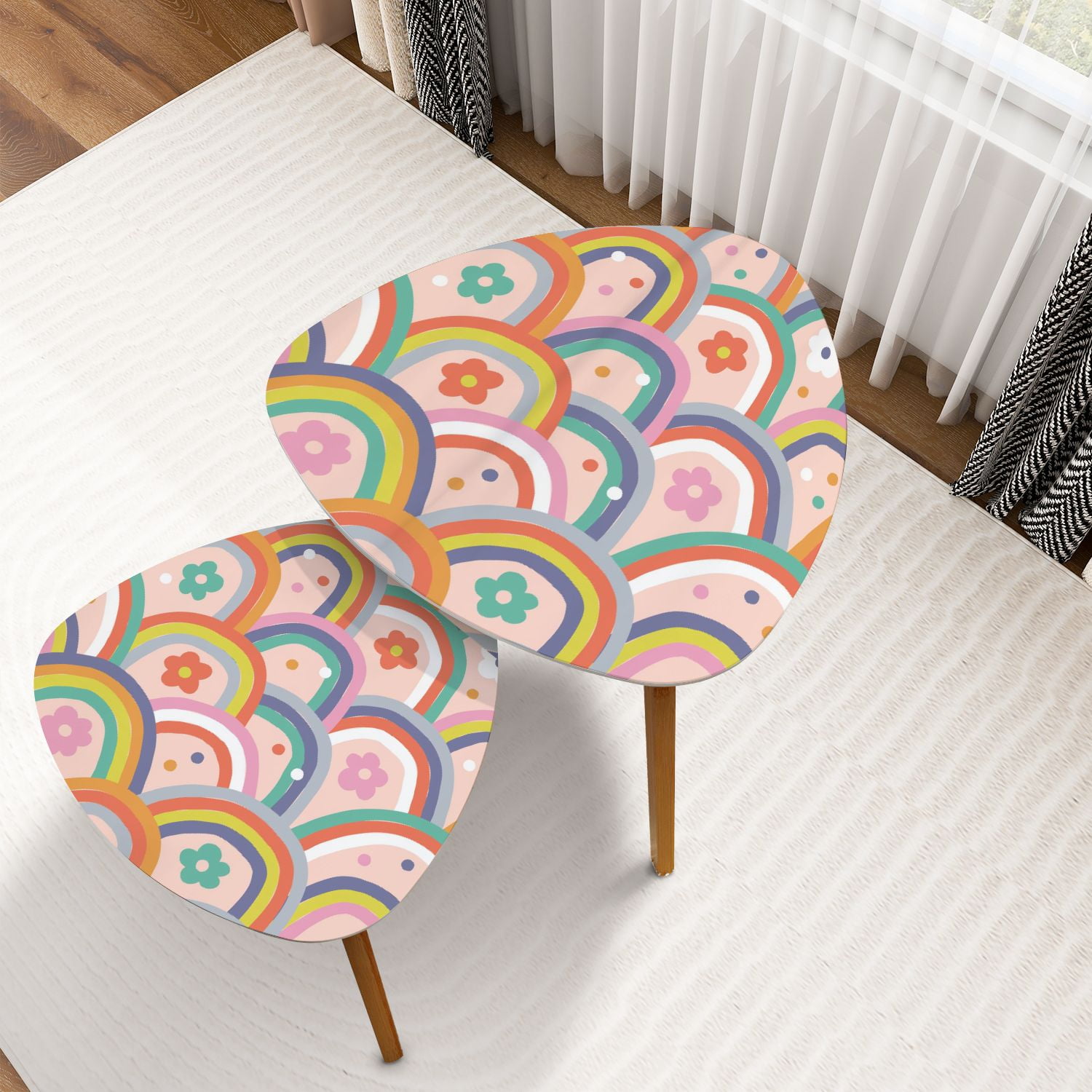 Triangle Nesting Coffee Table Set of 2 Boho baby summer whimsical ...