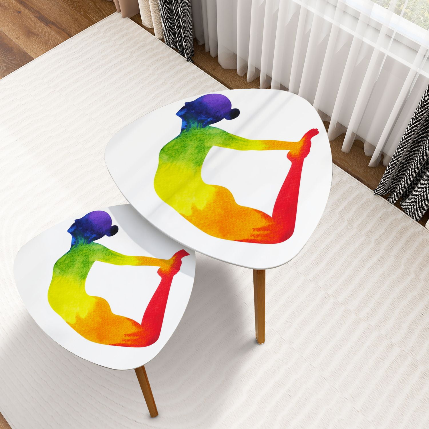Triangle Nesting Coffee Table Set of 2 Bow pose yoga color chakra ...