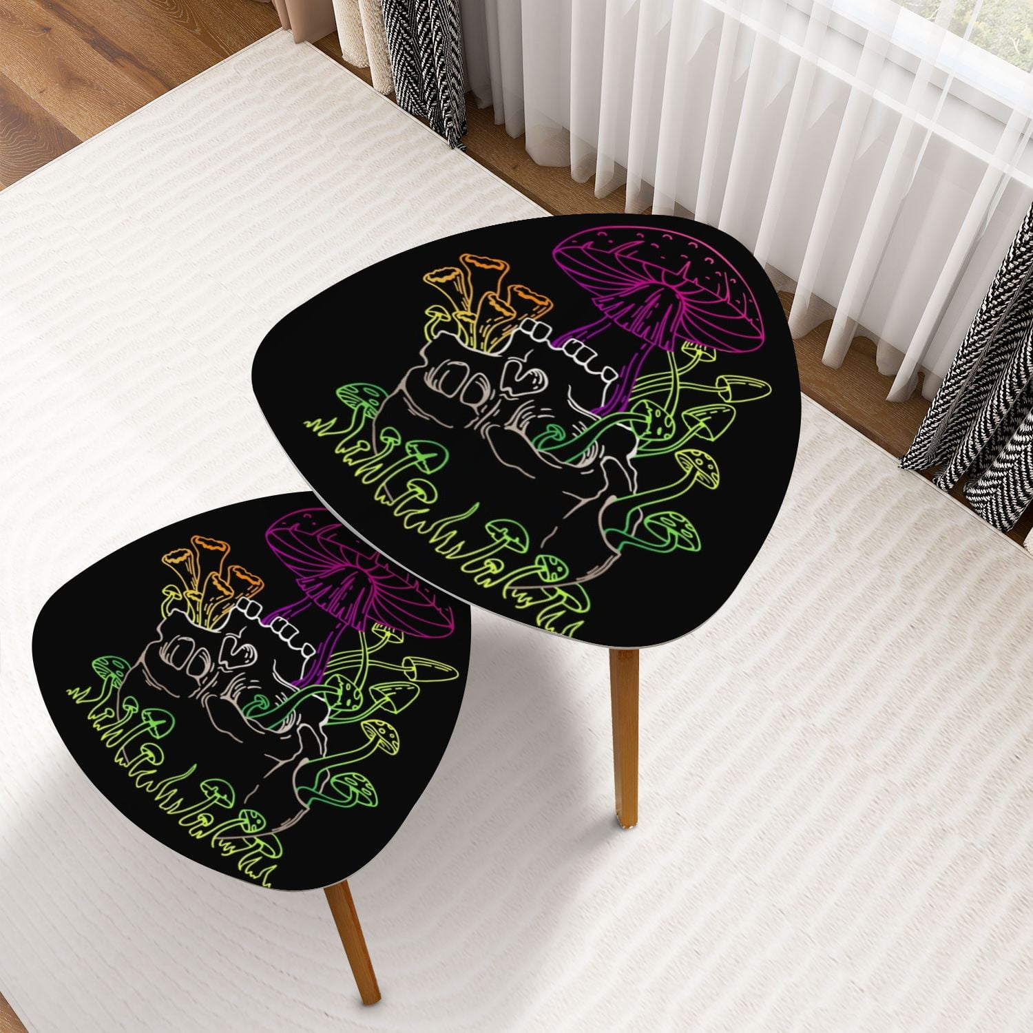 Triangle Nesting Coffee Table Set of 2 Bright magical psychedelic ...