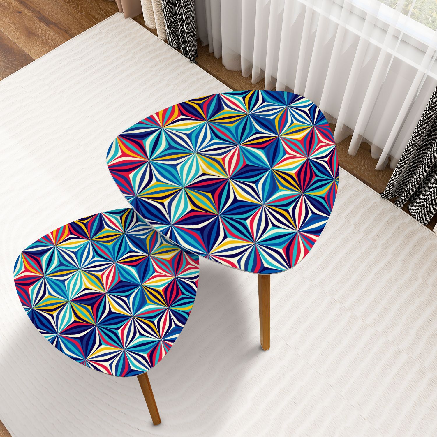 Triangle Nesting Coffee Table Set of 2 Bright seamless pattern ...