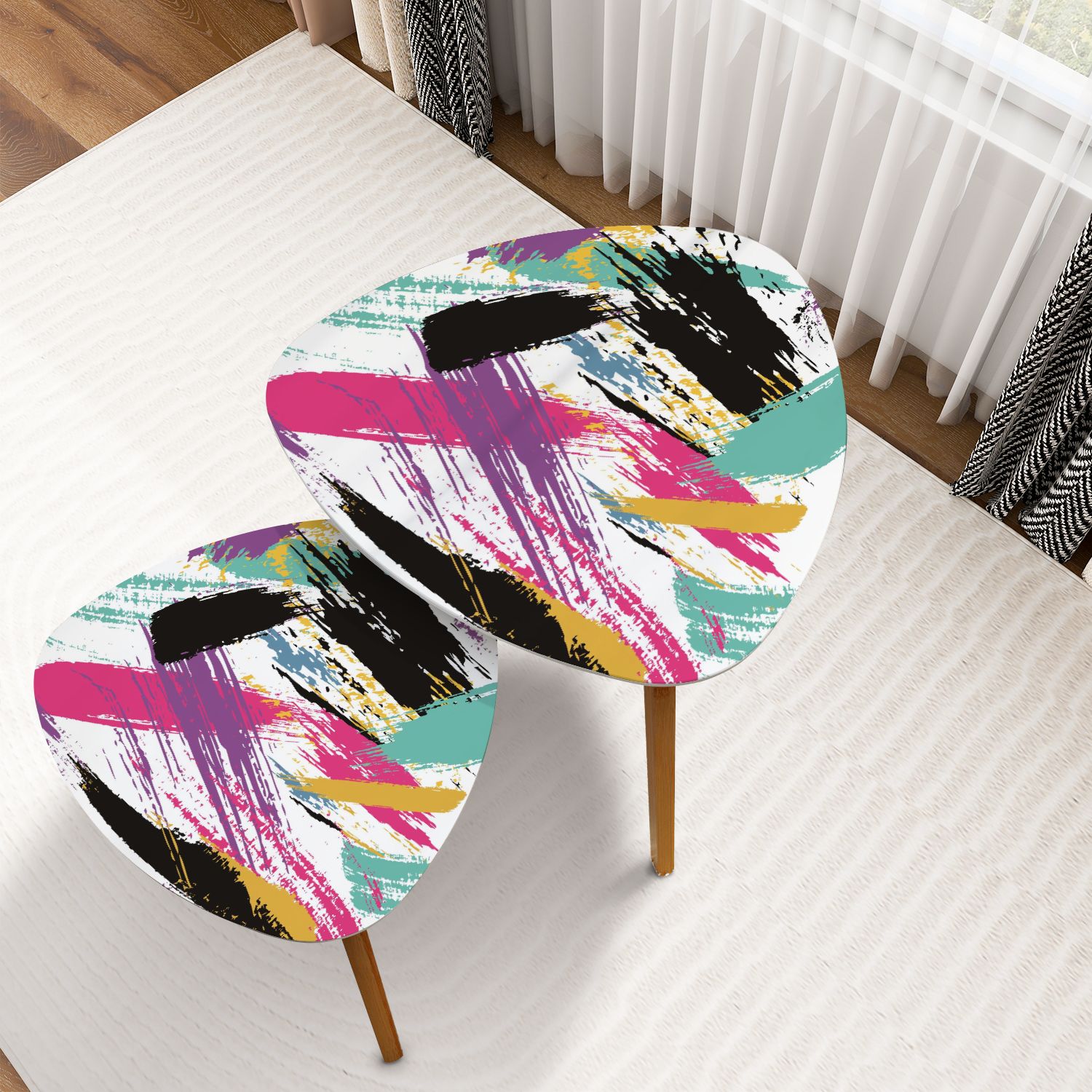 Triangle Nesting Coffee Table Set of 2 Brush stroke seamless pattern ...