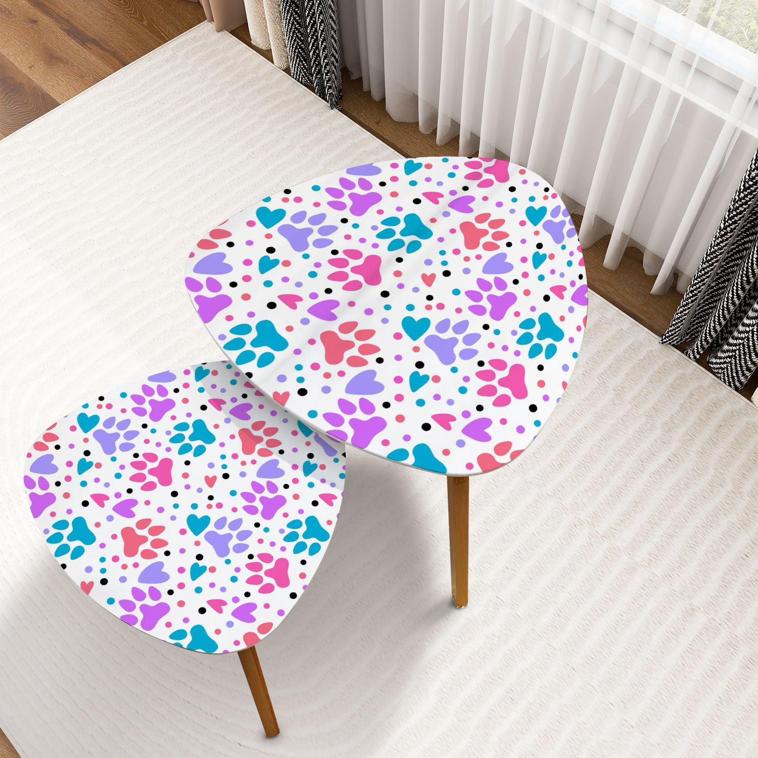 Triangle Nesting Coffee Table Set of 2 Cartoon animals seamless cat ...