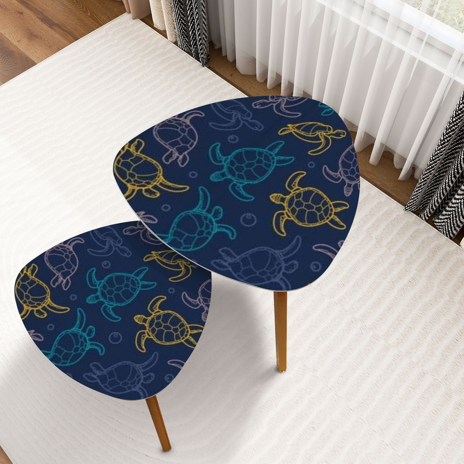 Triangle Nesting Coffee Table Set of 2 Cheloniidae Seamless pattern ...