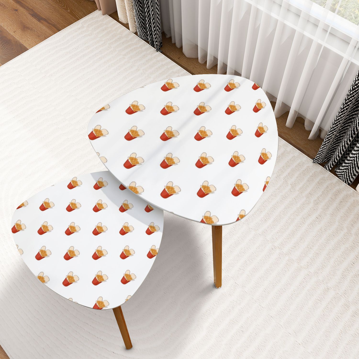 Triangle Nesting Coffee Table Set of 2 Chinese noodle box pattern ...