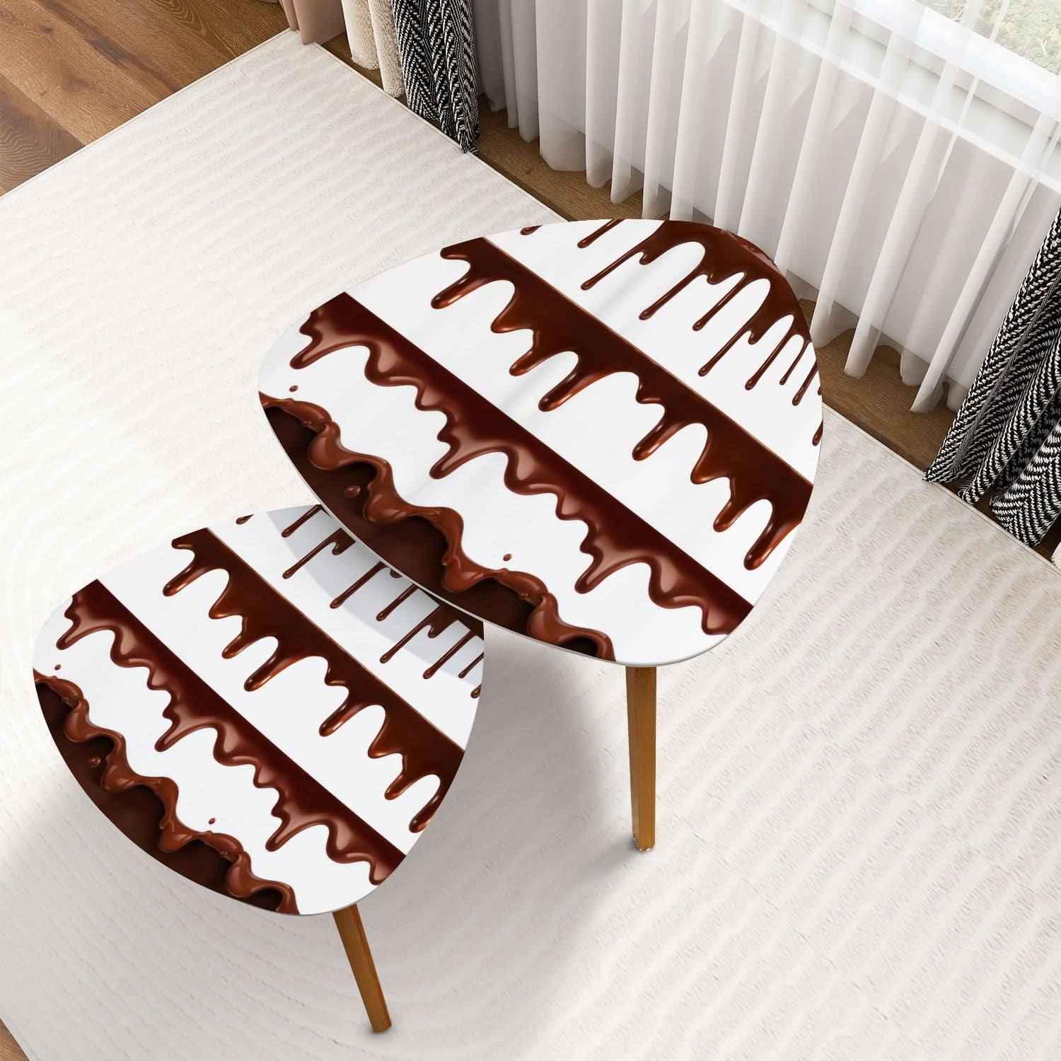 Triangle Nesting Coffee Table Set of 2 Chocolate melt drip 3d realistic ...