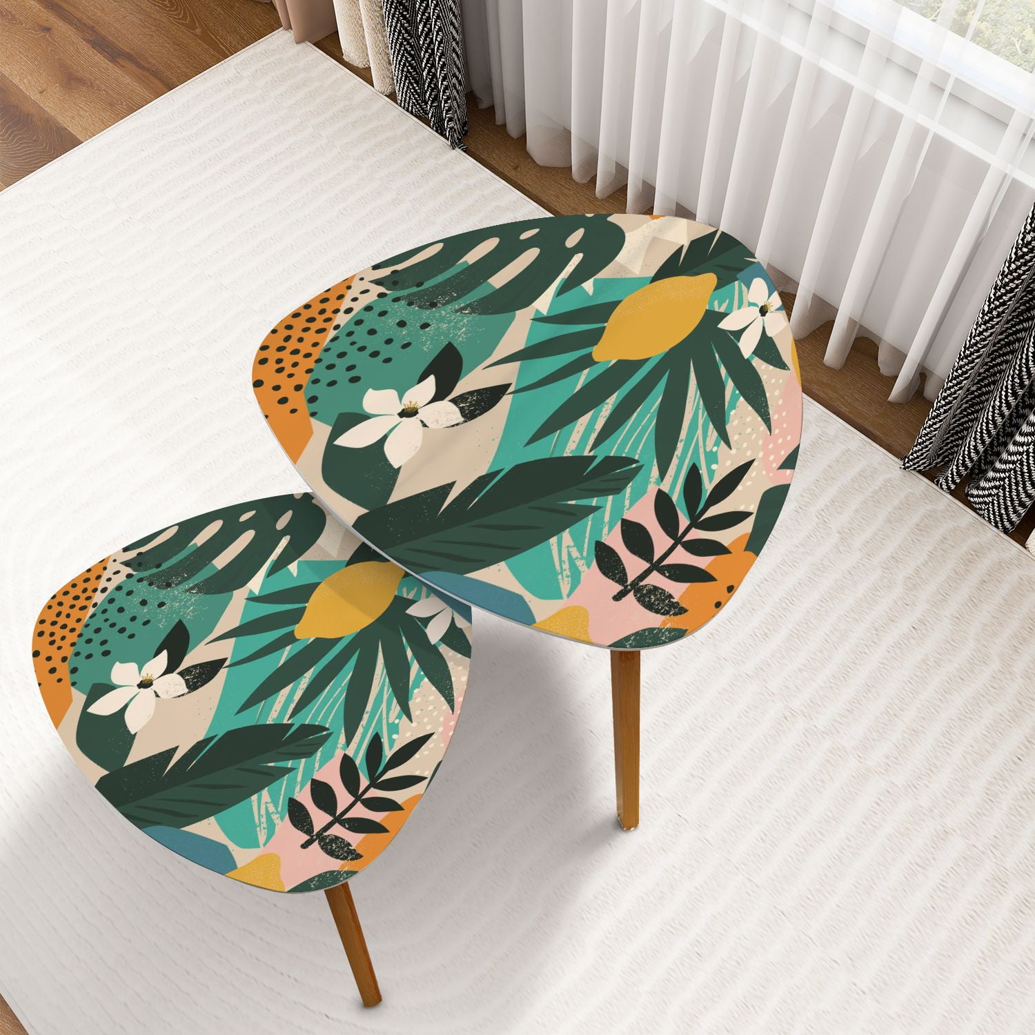 Triangle Nesting Coffee Table Set of 2 Collage contemporary floral ...