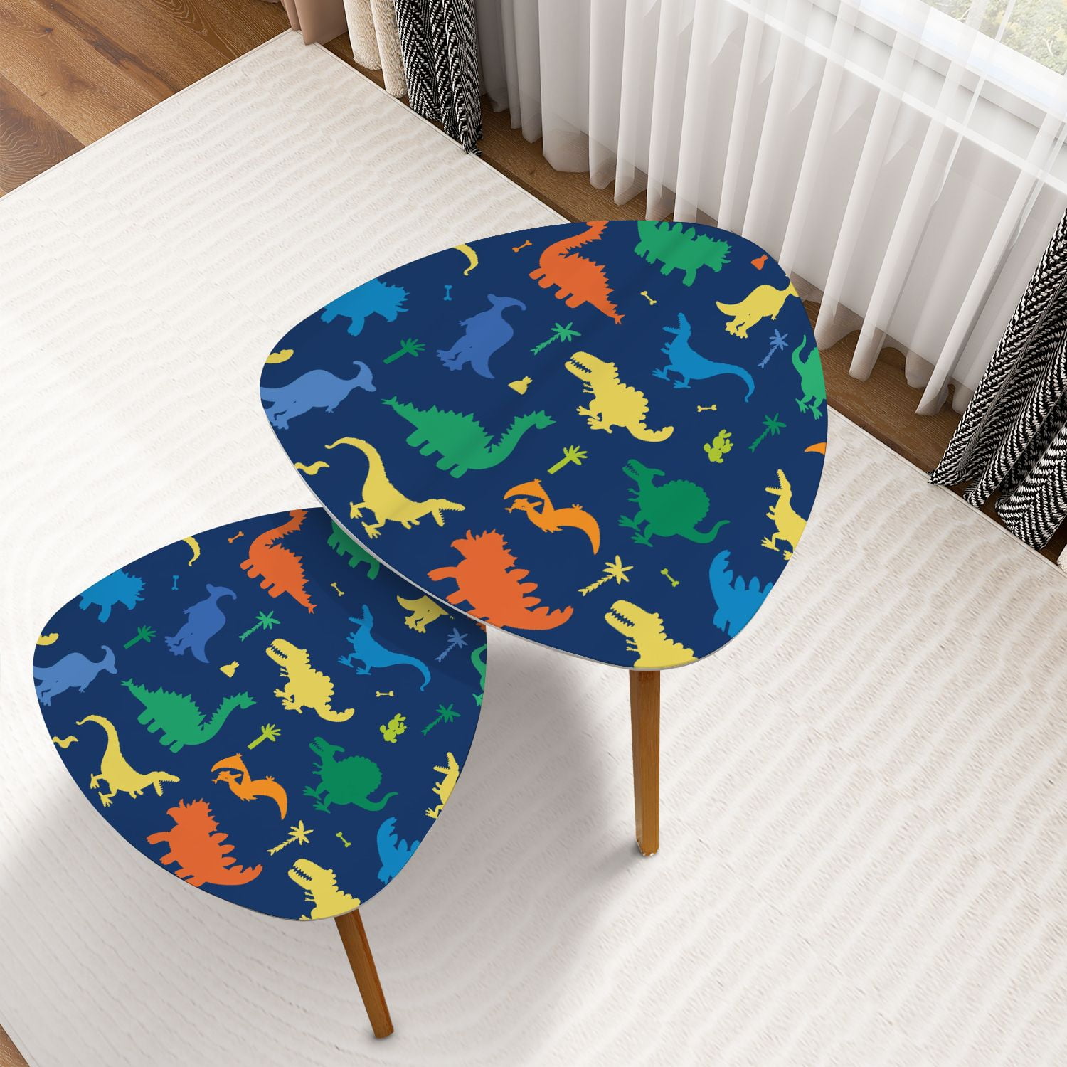 Triangle Nesting Coffee Table Set of 2 Collection Cute Cartoon ...