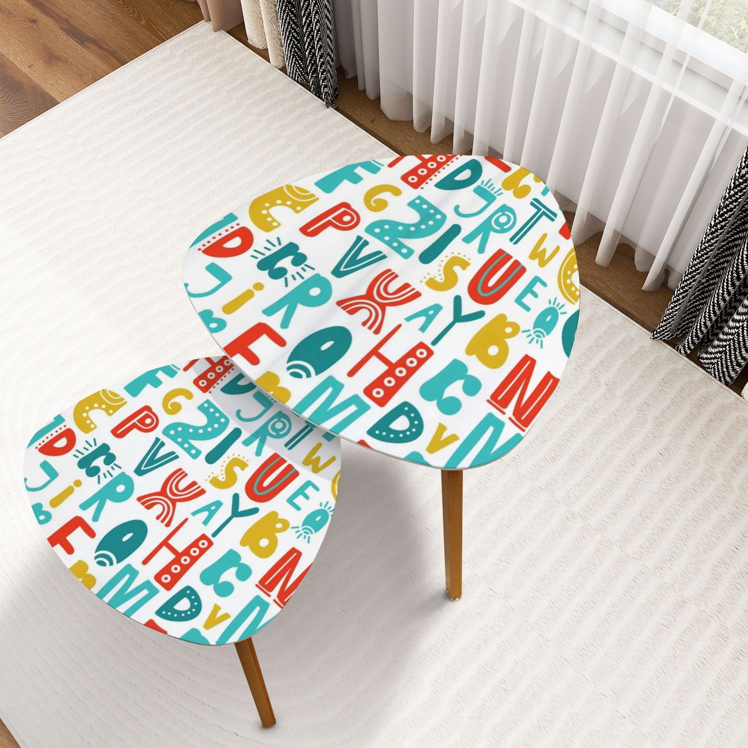 Triangle Nesting Coffee Table Set of 2 Collection latin letters ...