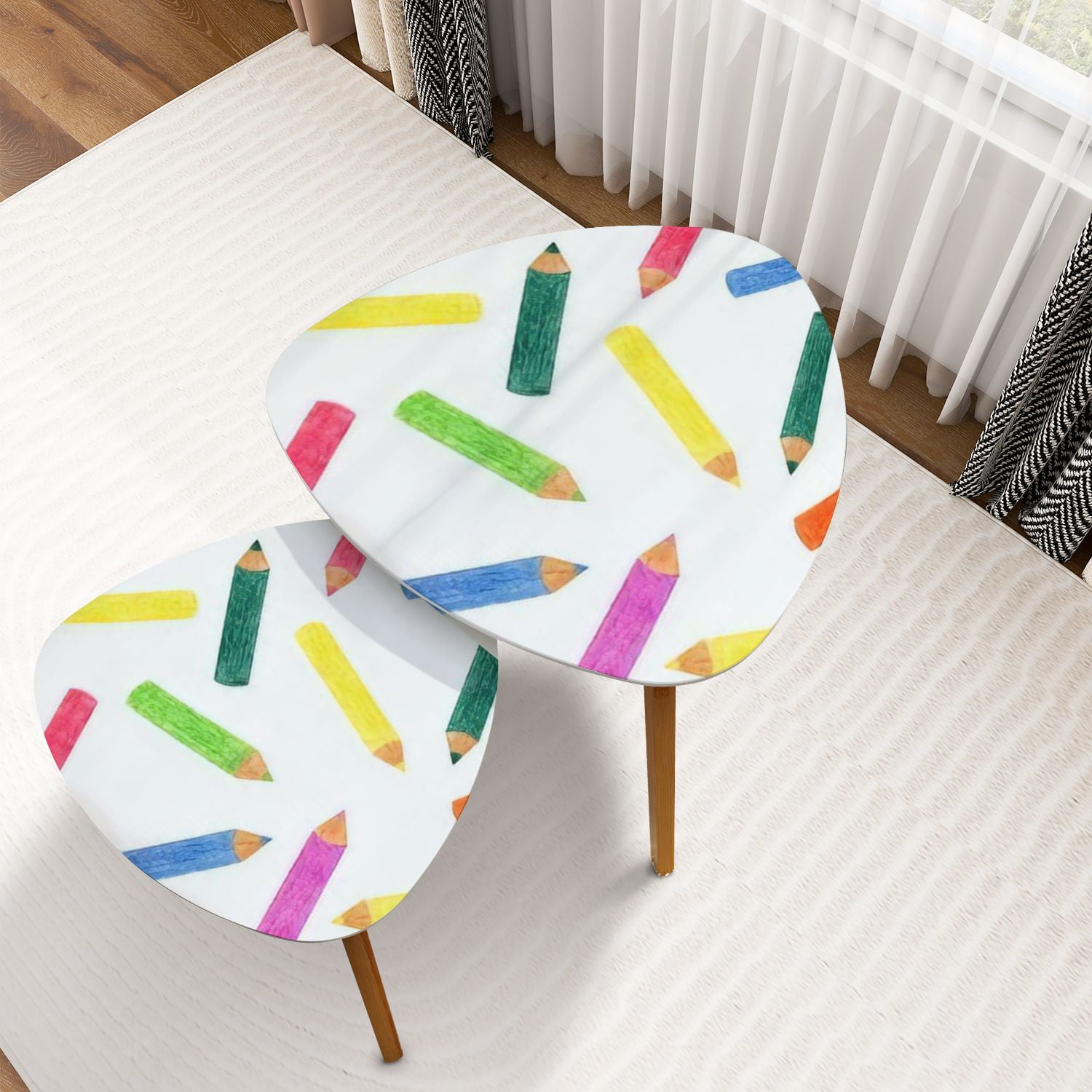 Triangle Nesting Coffee Table Set of 2 Colored pencils School children ...