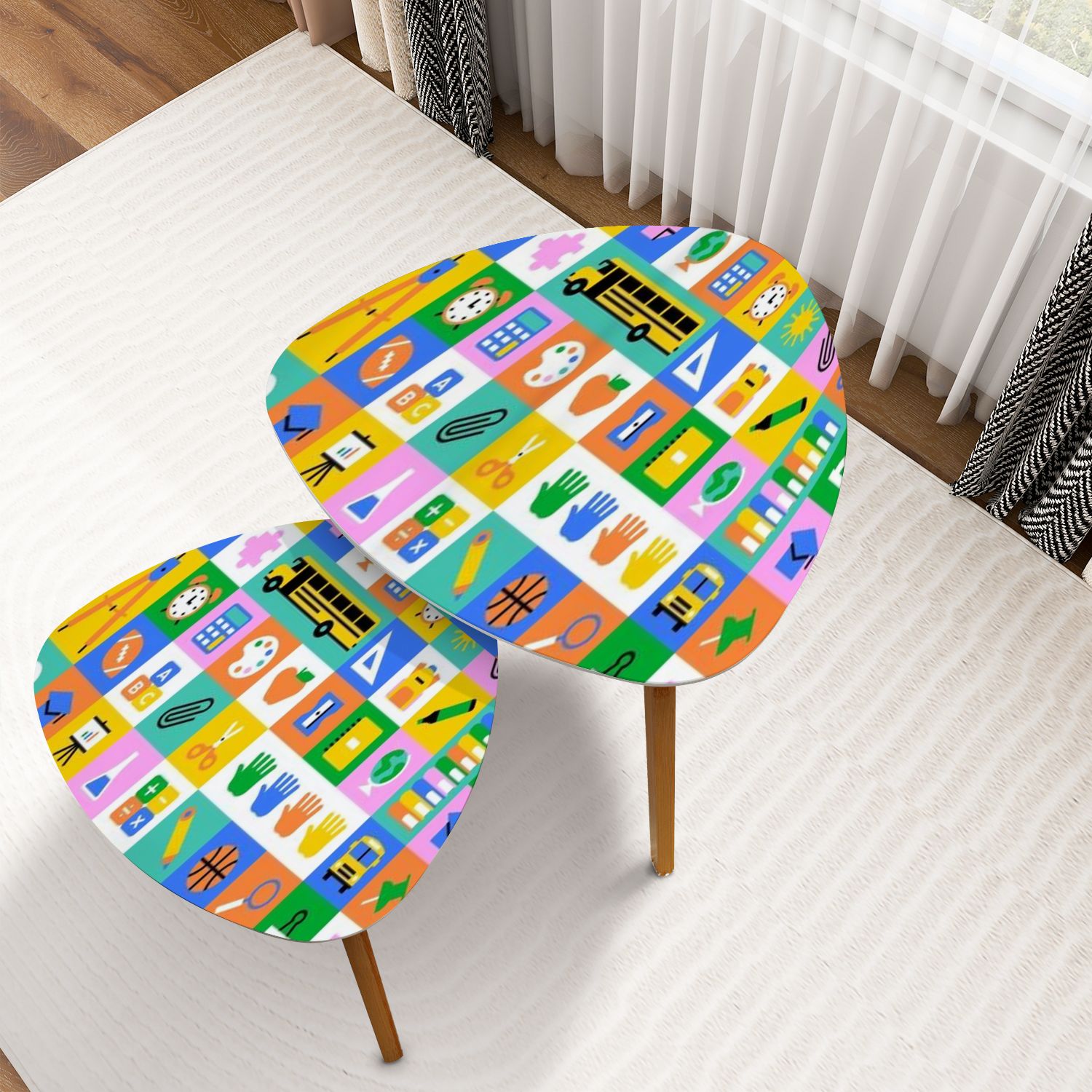 Triangle Nesting Coffee Table Set of 2 Colorful back to school ...