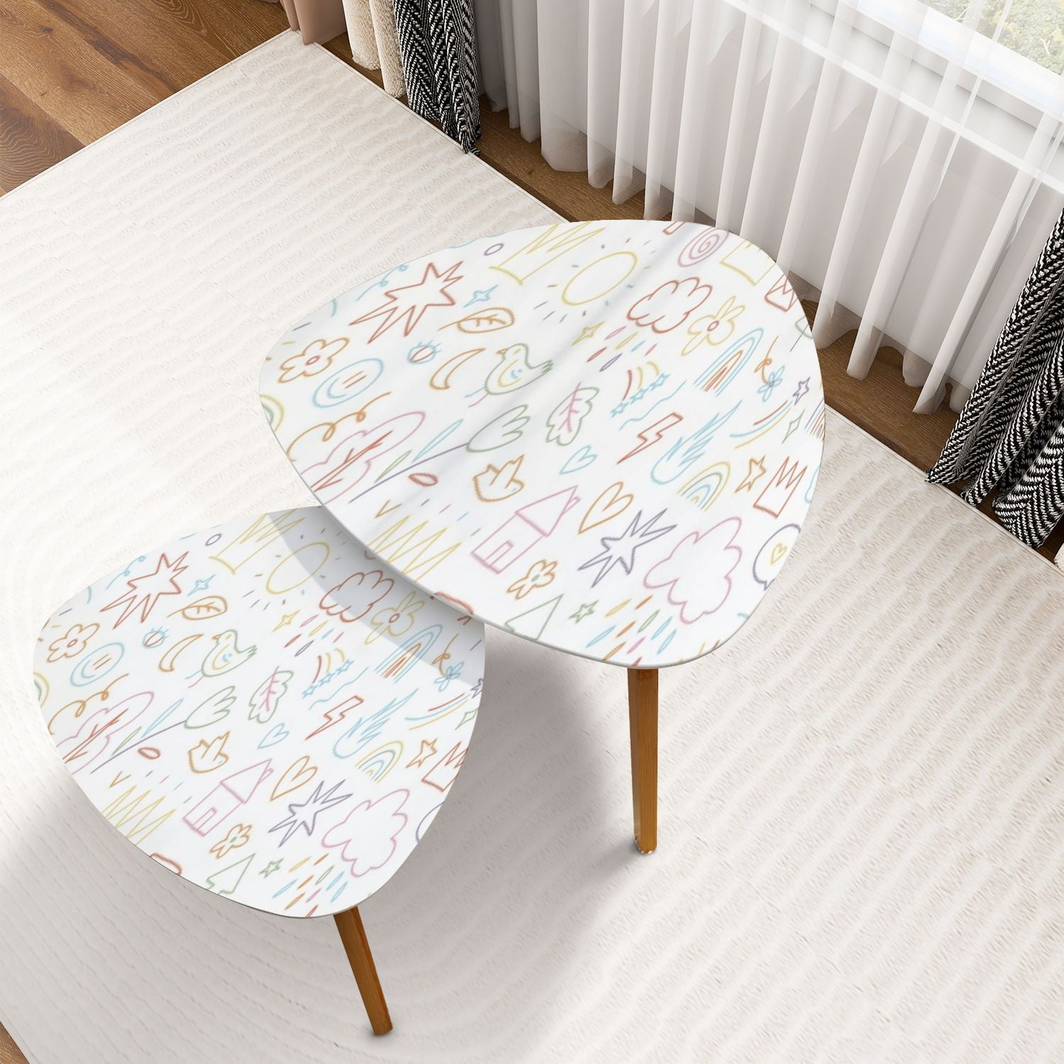 Triangle Nesting Coffee Table Set of 2 Colorful doodle seamless ...