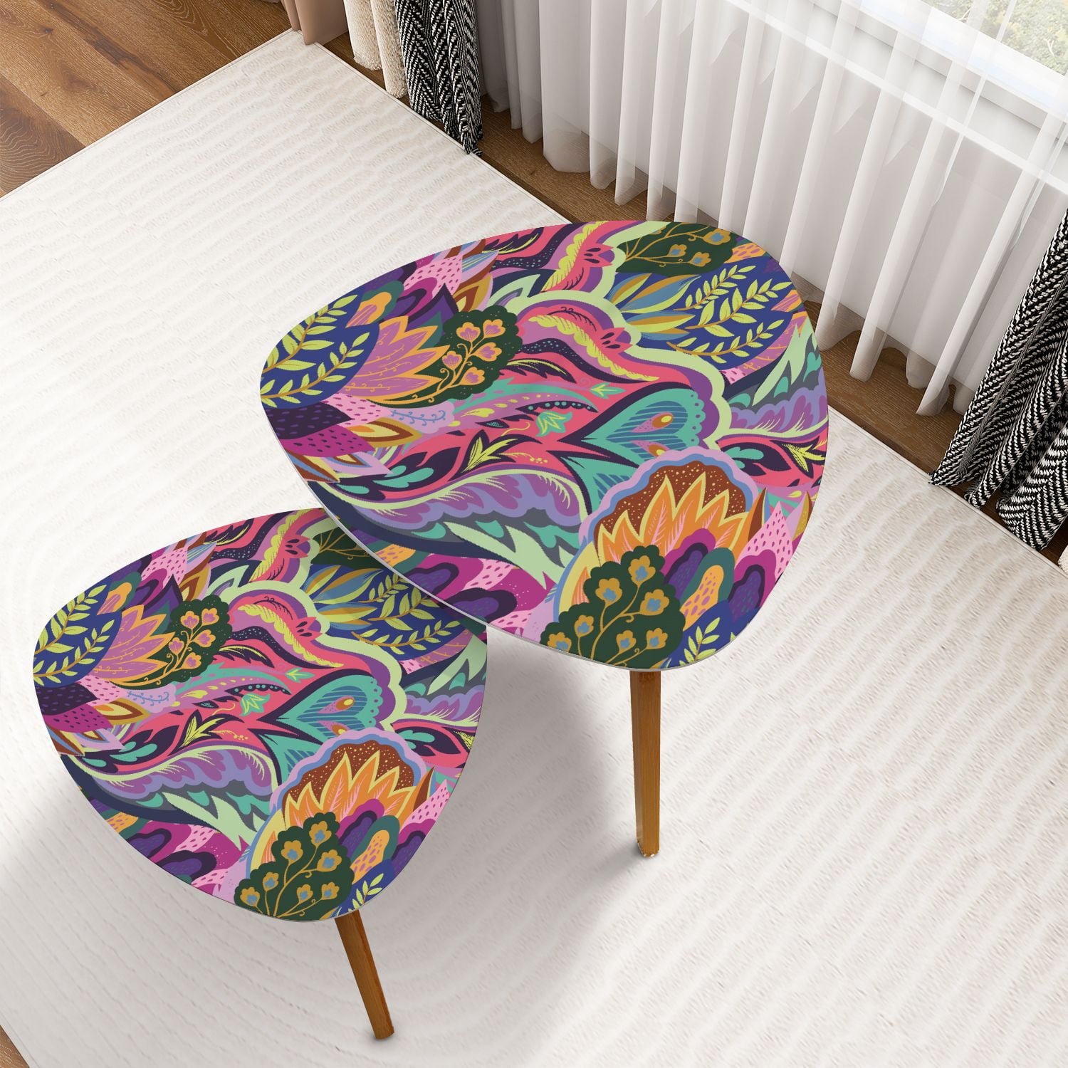 Triangle Nesting Coffee Table Set of 2 Colorful seamless pattern crazy ...