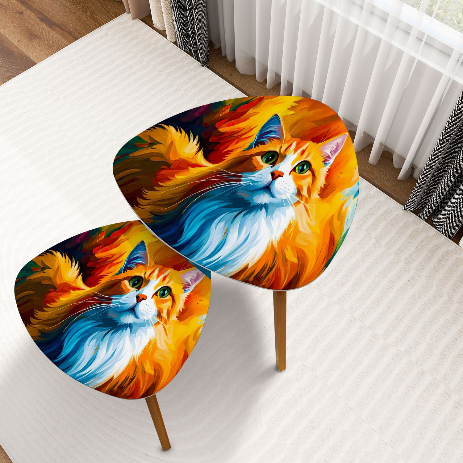 Triangle Nesting Coffee Table Set of 2 Conceptual abstract picture cat ...