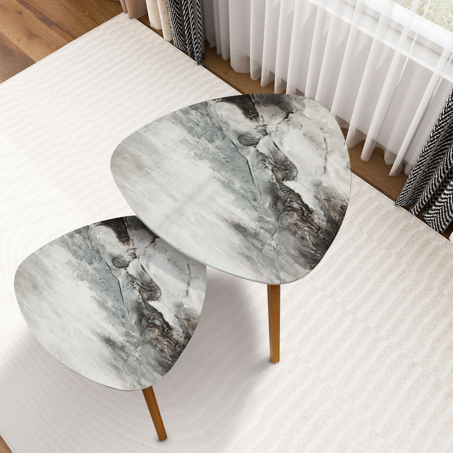 Triangle Nesting Coffee Table Set of 2 Contemporary tonal abstraction ...