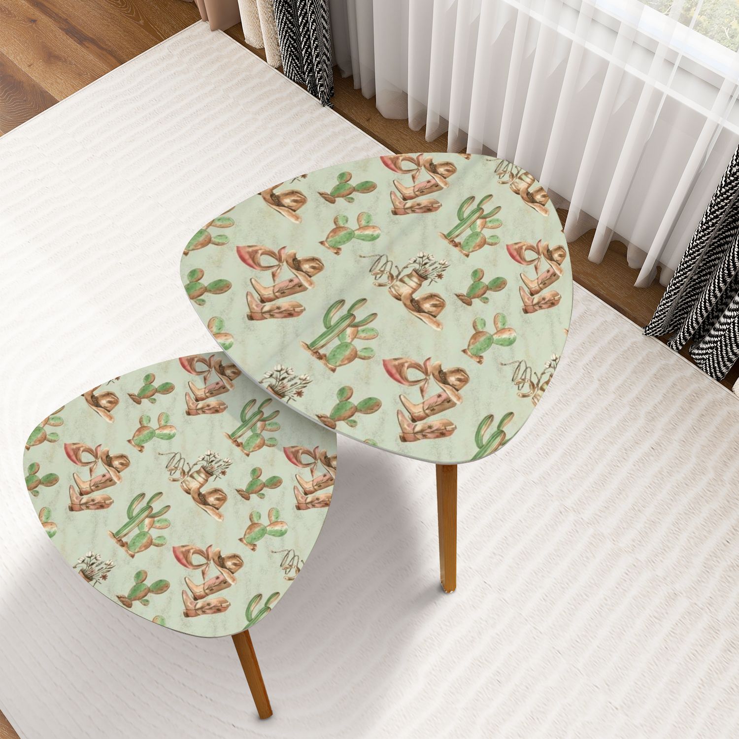 Triangle Nesting Coffee Table Set of 2 Cowboy style seamless pattern ...