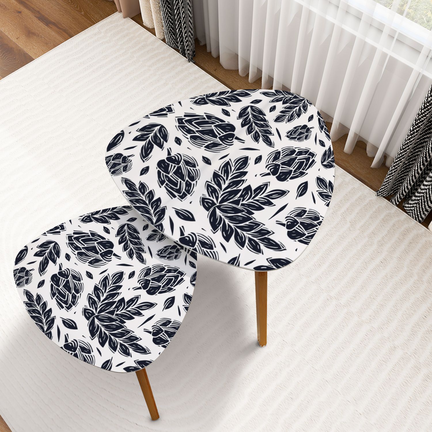 Triangle Nesting Coffee Table Set of 2 Craft beer seamless pattern Malt ...