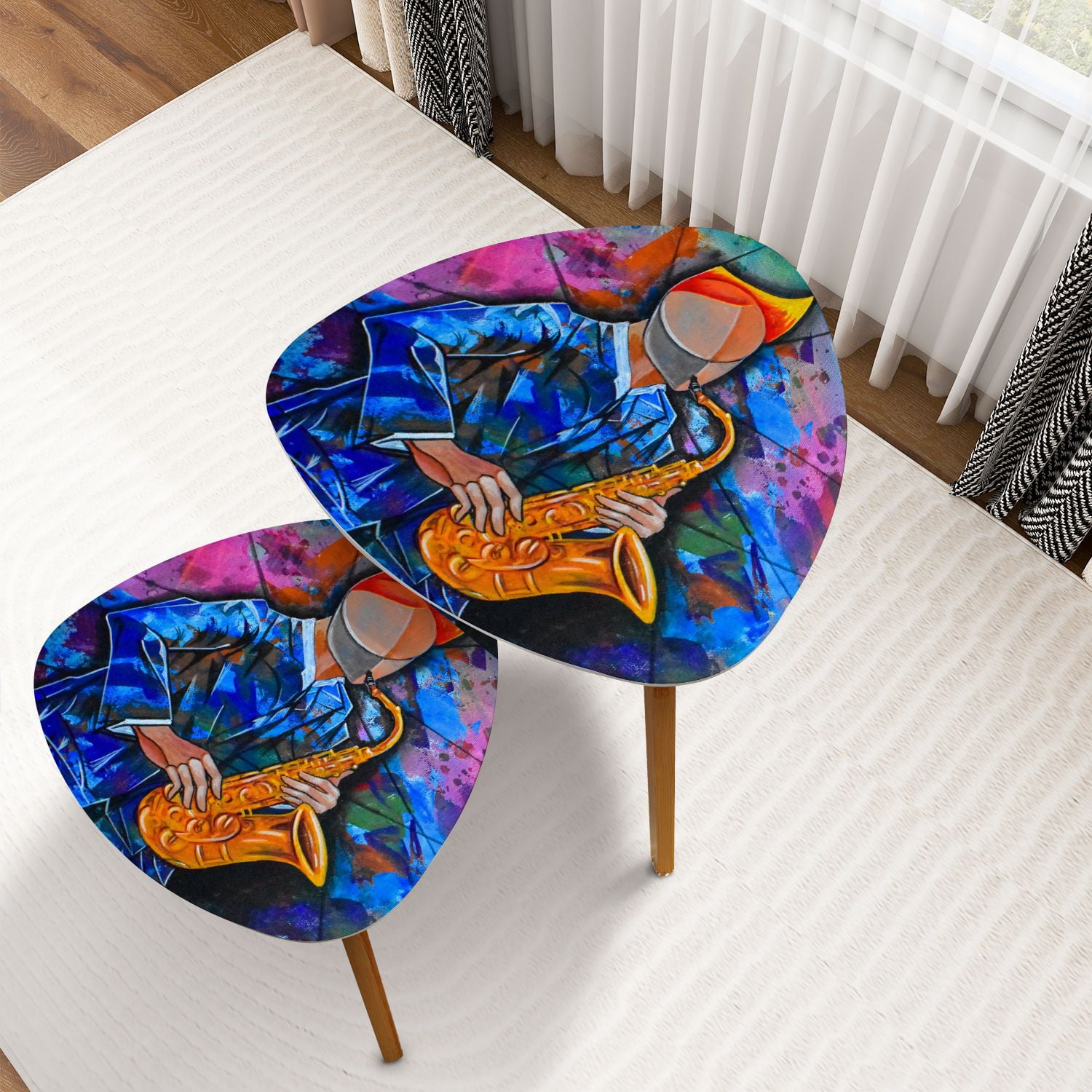 Triangle Nesting Coffee Table Set of 2 Cubist surrealism musician ...