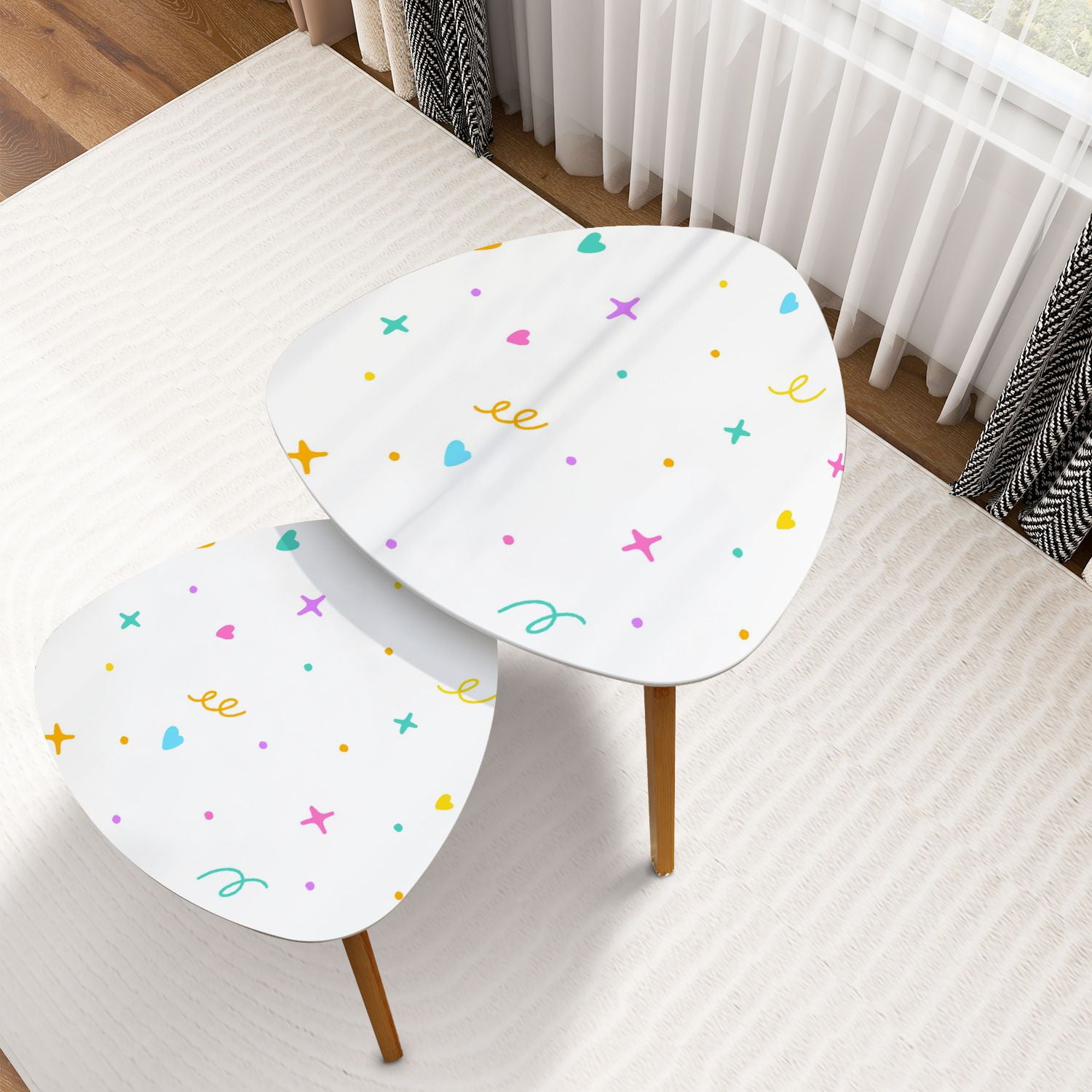 Triangle Nesting Coffee Table Set of 2 Cute Confetti Sprinkle Sparkle ...