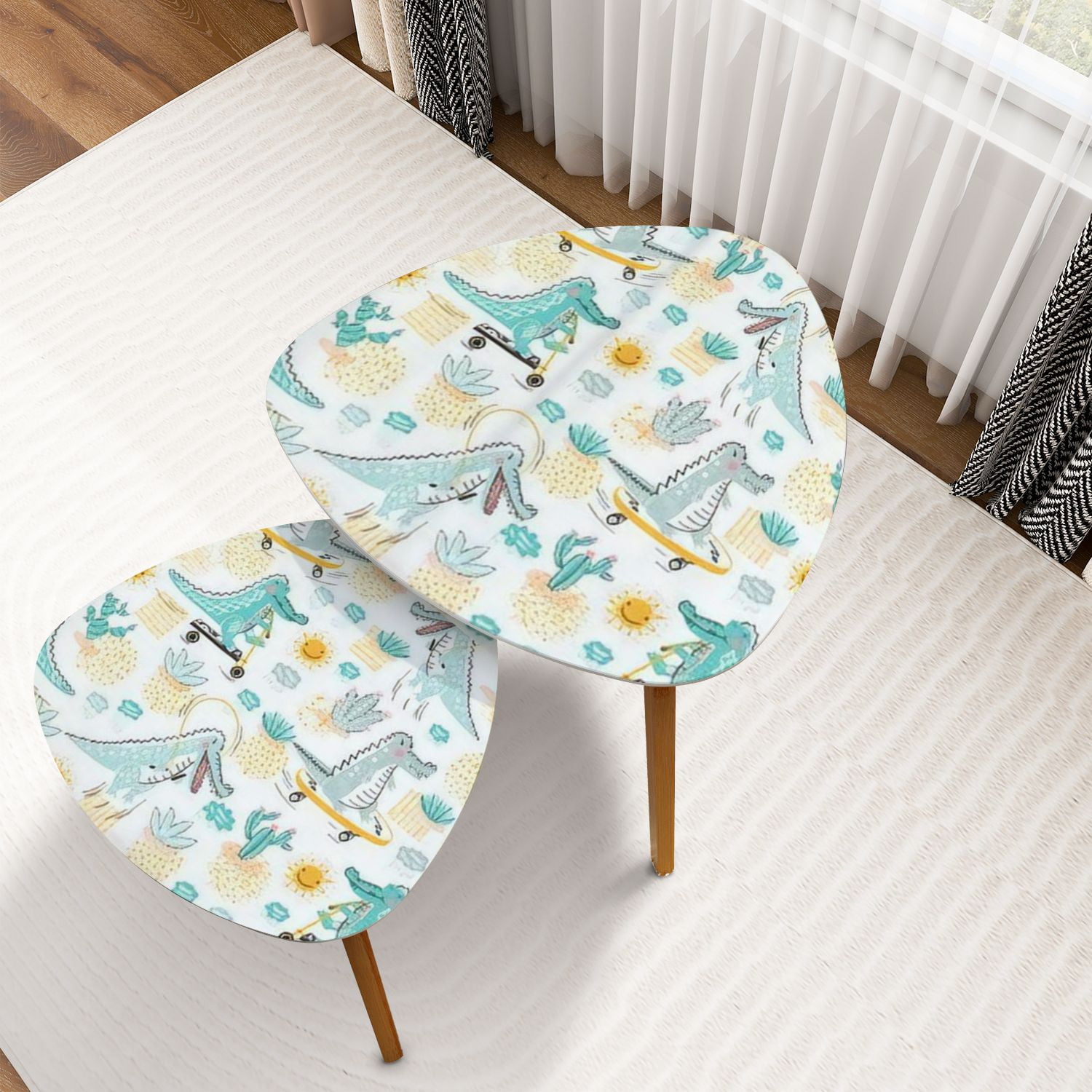 Triangle Nesting Coffee Table Set of 2 Cute Crocodile seamless pattern ...