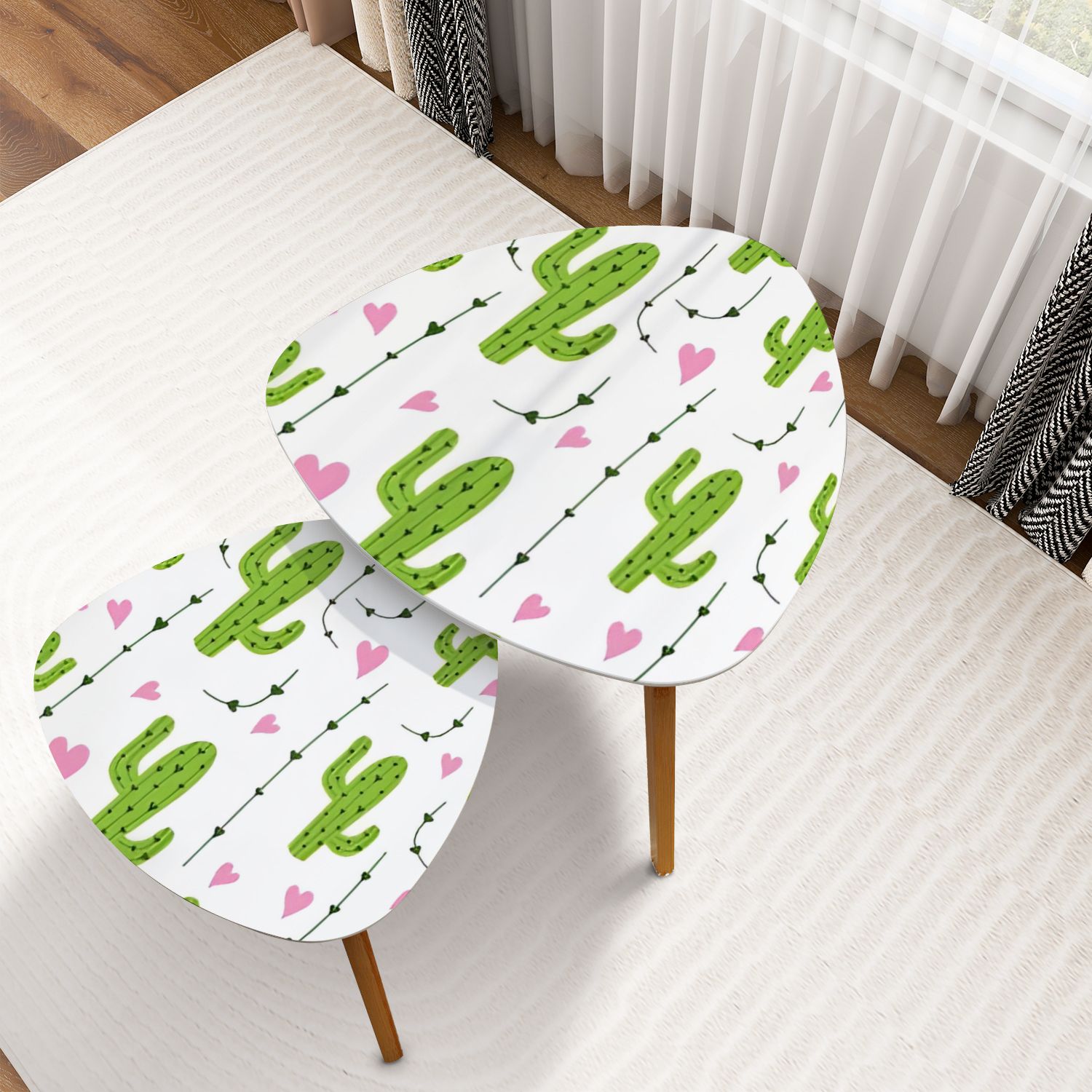 Triangle Nesting Coffee Table Set of 2 Cute cactus seamless pattern ...