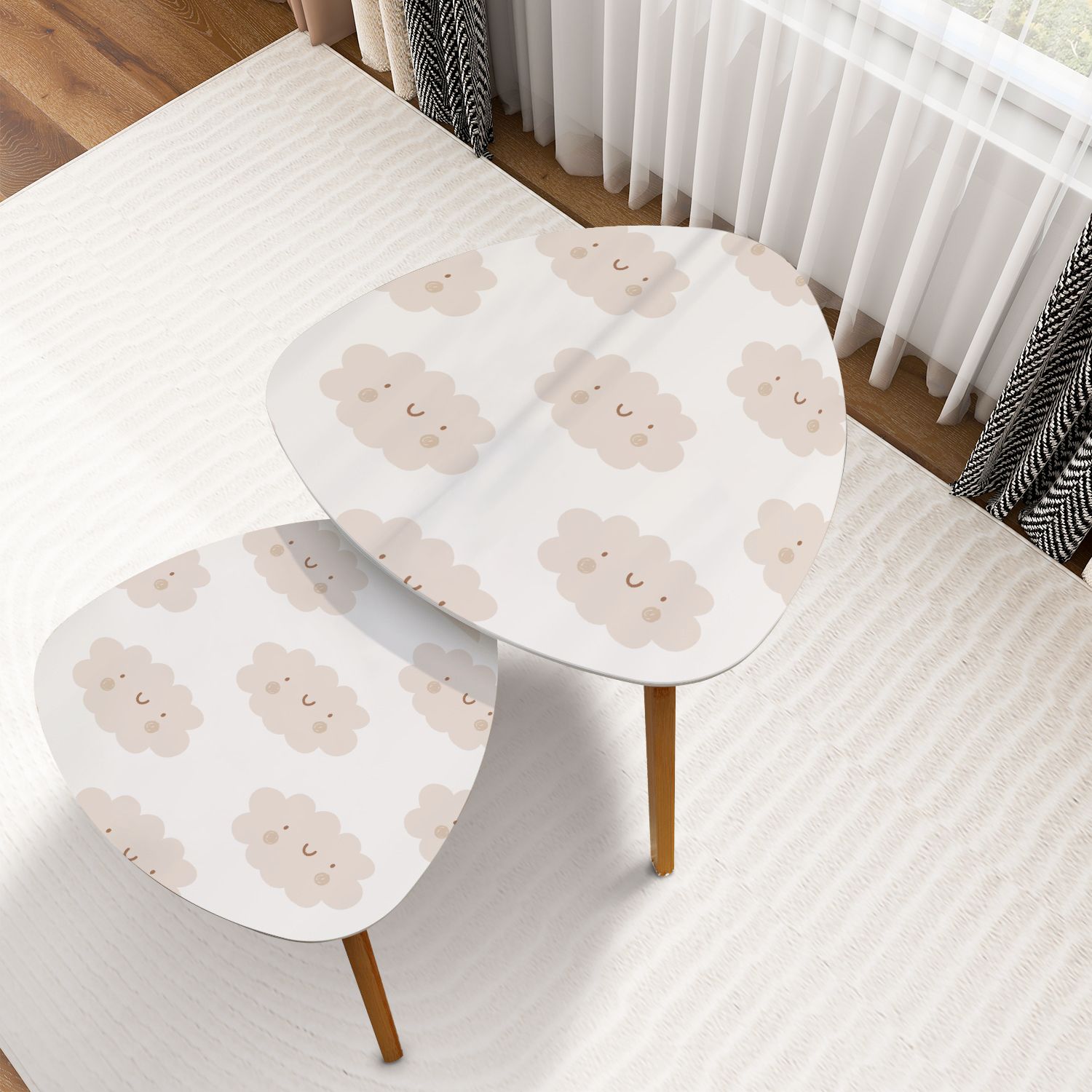 Triangle Nesting Coffee Table Set of 2 Cute cartoon Bohemian nursery ...