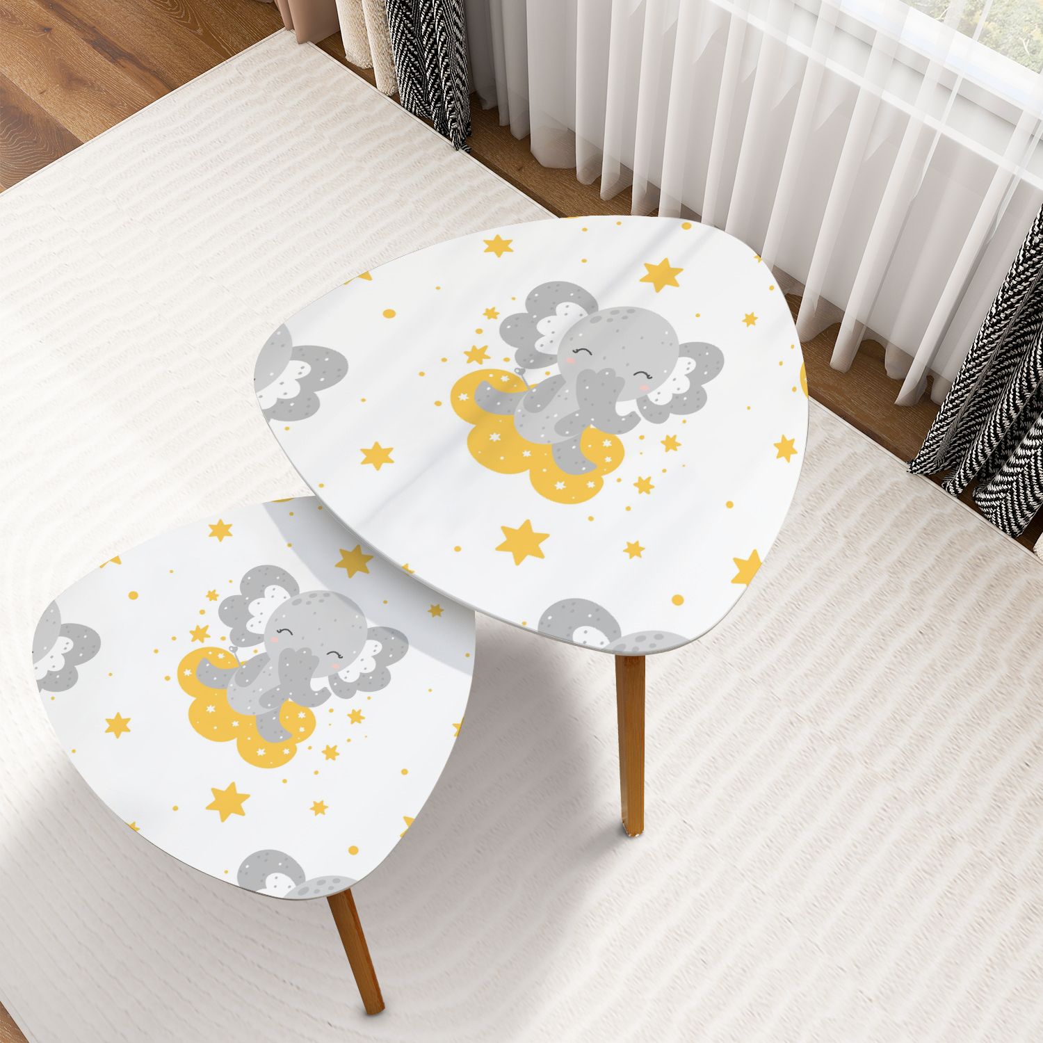 Triangle Nesting Coffee Table Set of 2 Cute childish seamless pattern ...