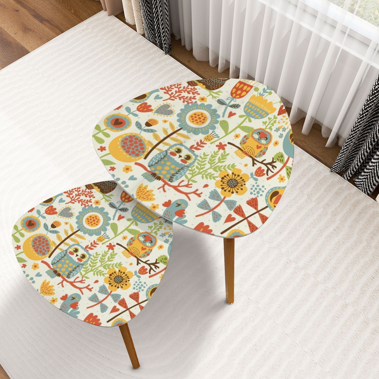 Triangle Nesting Coffee Table Set of 2 Cute colorful floral seamless ...