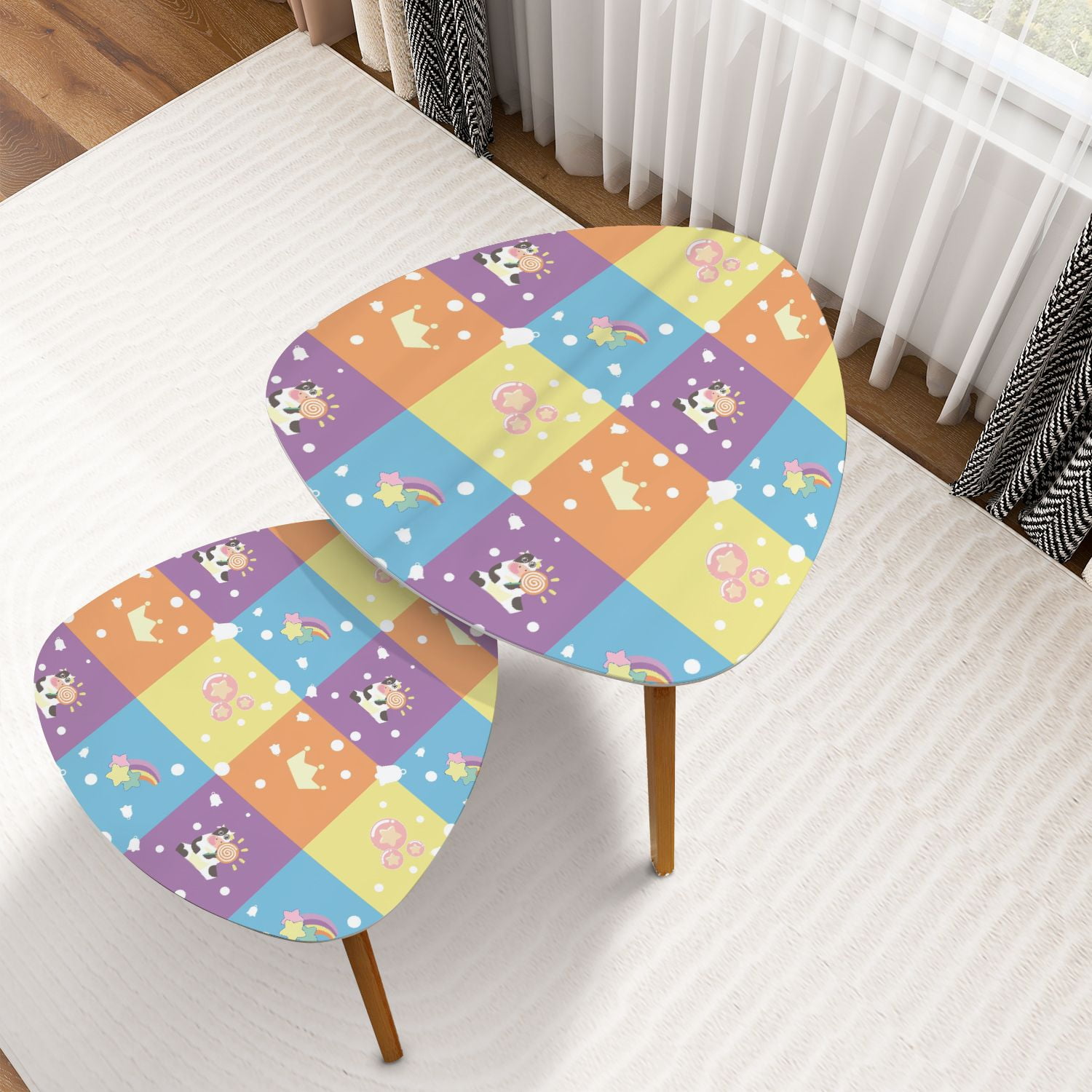 Triangle Nesting Coffee Table Set of 2 Cute cow cloud set seamless ...