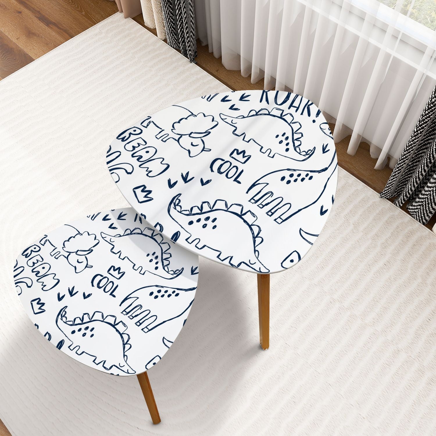 Triangle Nesting Coffee Table Set of 2 Cute dinosaurs hand lettering ...