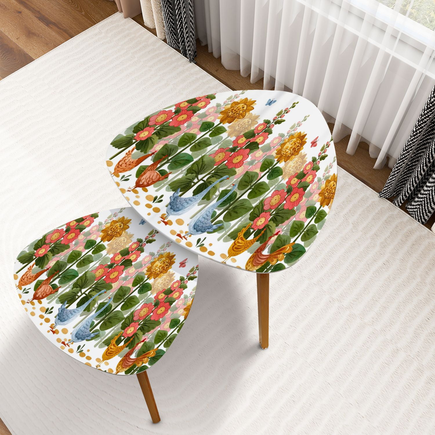 Triangle Nesting Coffee Table Set of 2 Cute folklore watercolour border ...