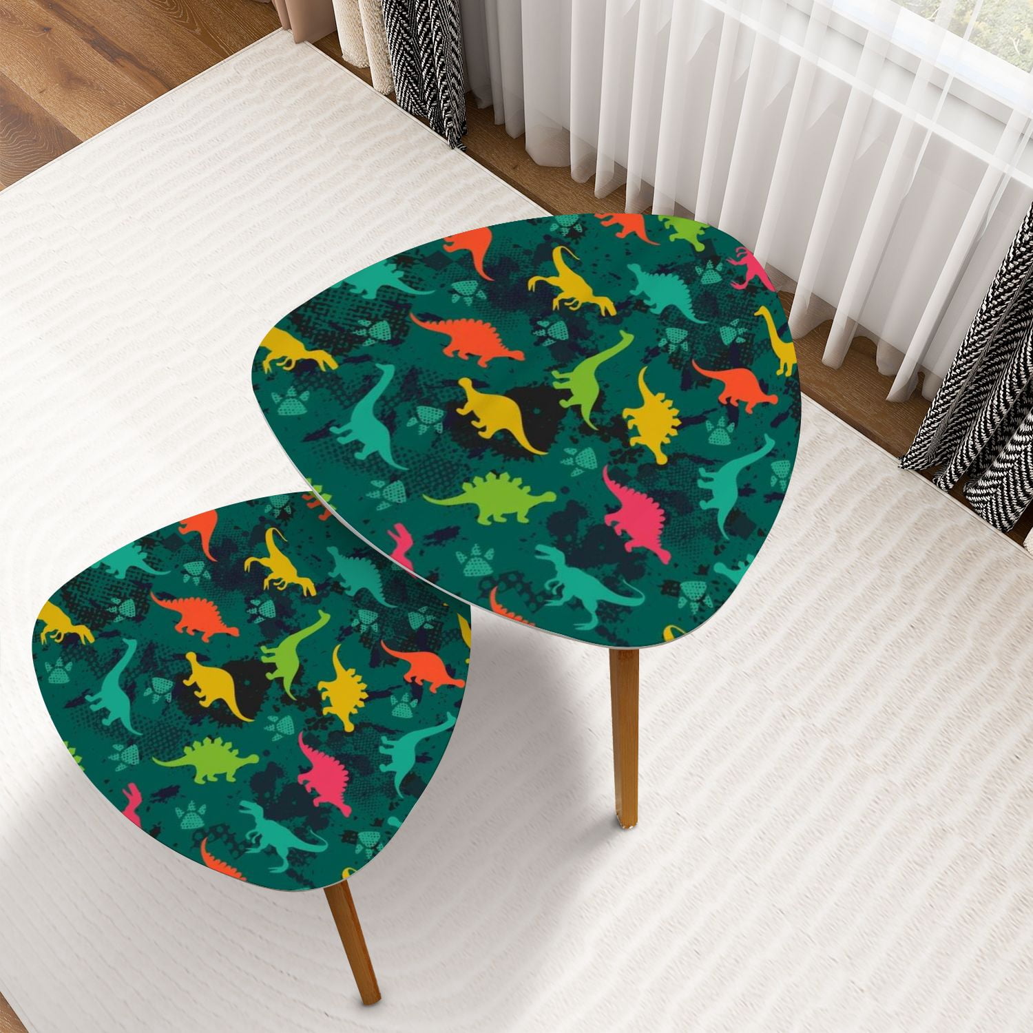 Triangle Nesting Coffee Table Set of 2 Cute kids pattern for girls boys ...